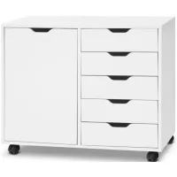 5 Drawer Storage Cabinet on Wheels with Adjustable Shelf | Furniture.com
