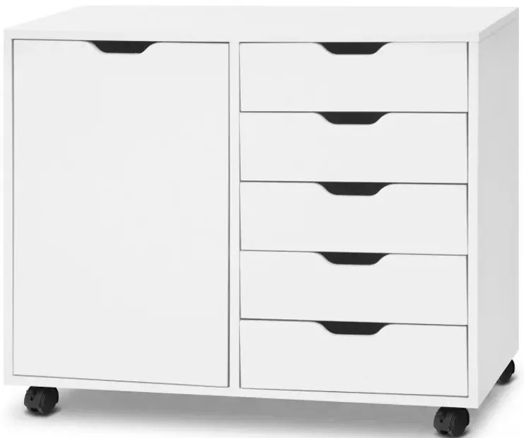5 Drawer Storage Cabinet on Wheels with Adjustable Shelf | Furniture.com