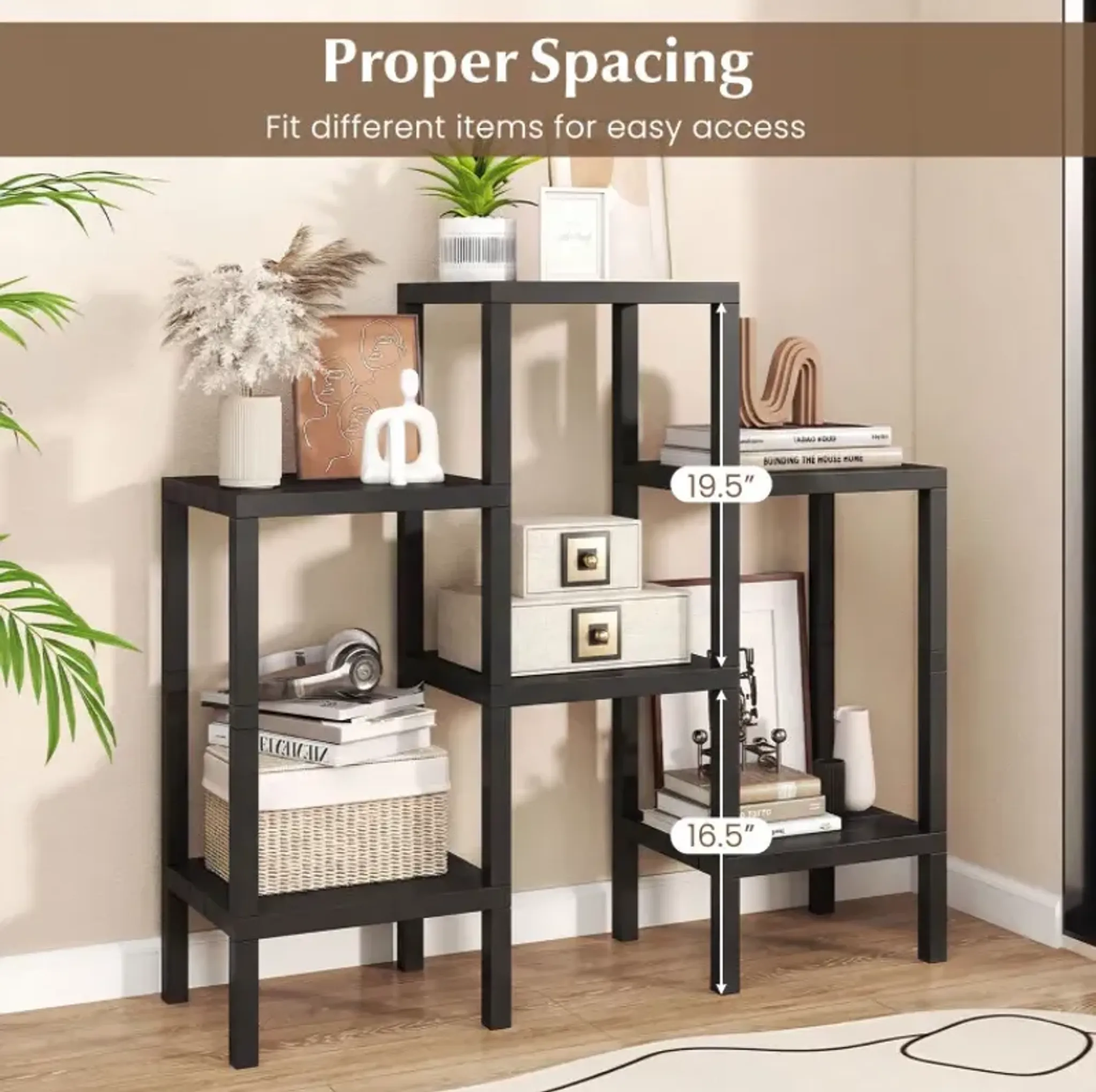 6 Tier Plastic Modular Storage Shelves For Living Room And Kitchen ...