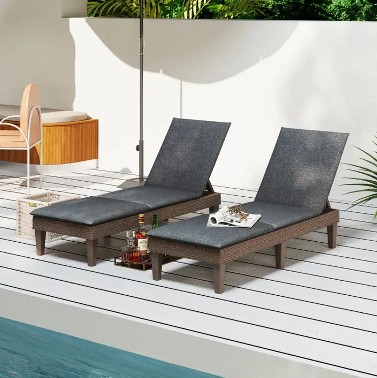 Patio Foldable Chaise Lounge Chair with Backrest and Footrest by ...