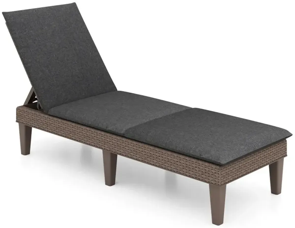 4 Position Folding Lounge Chaise with Adjustable Backrest and Footrest ...