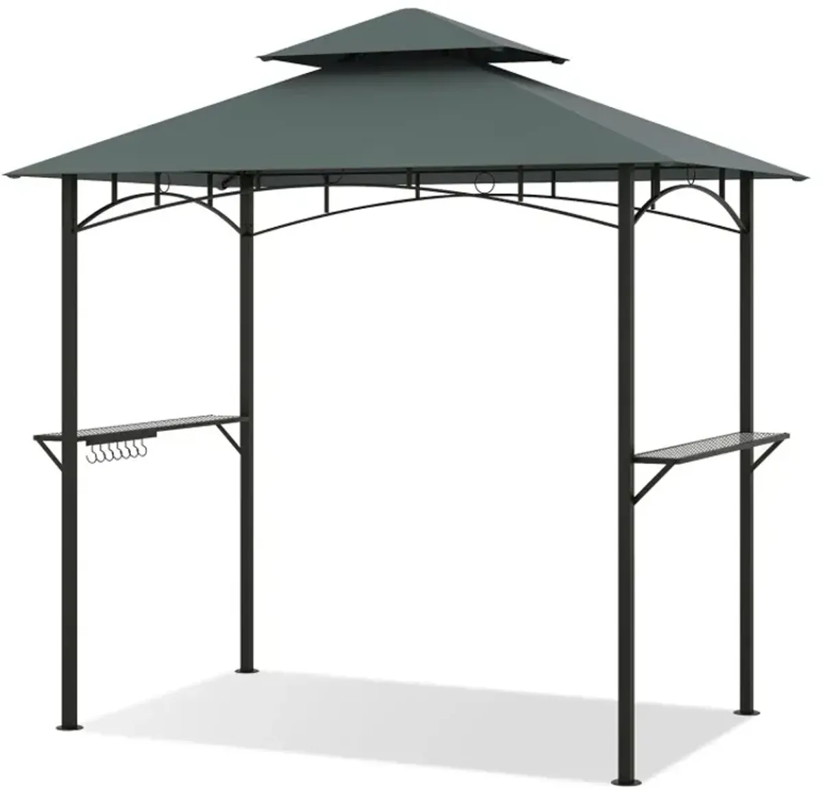 12 x 10 Feet Outdoor Patio Gazebo with Netting and 2-Tier Canopy Roof ...