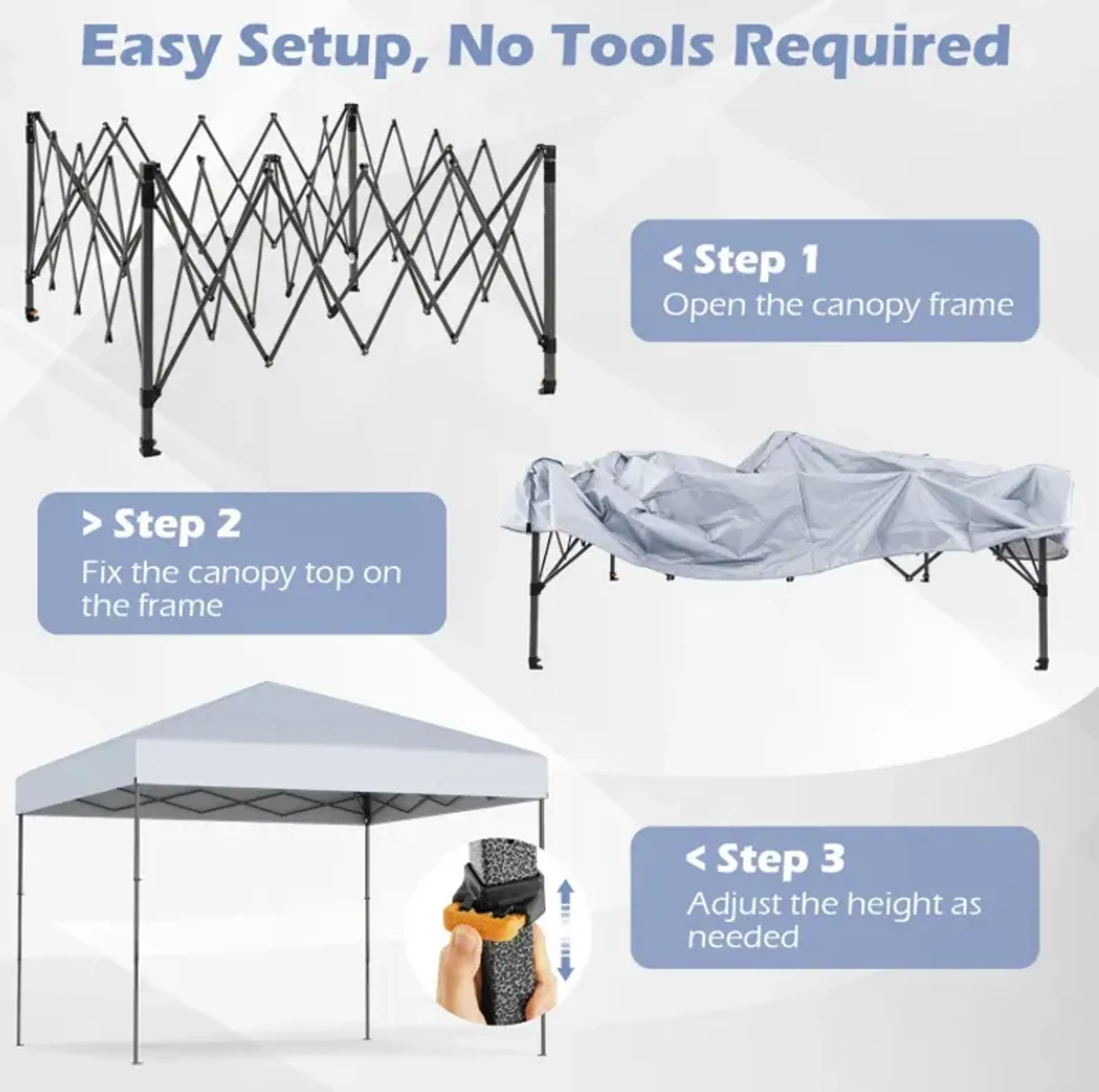 10 X 10 Feet Pop Up Canopy Tent With Portable Carrying Bag And 8 Stakes ...