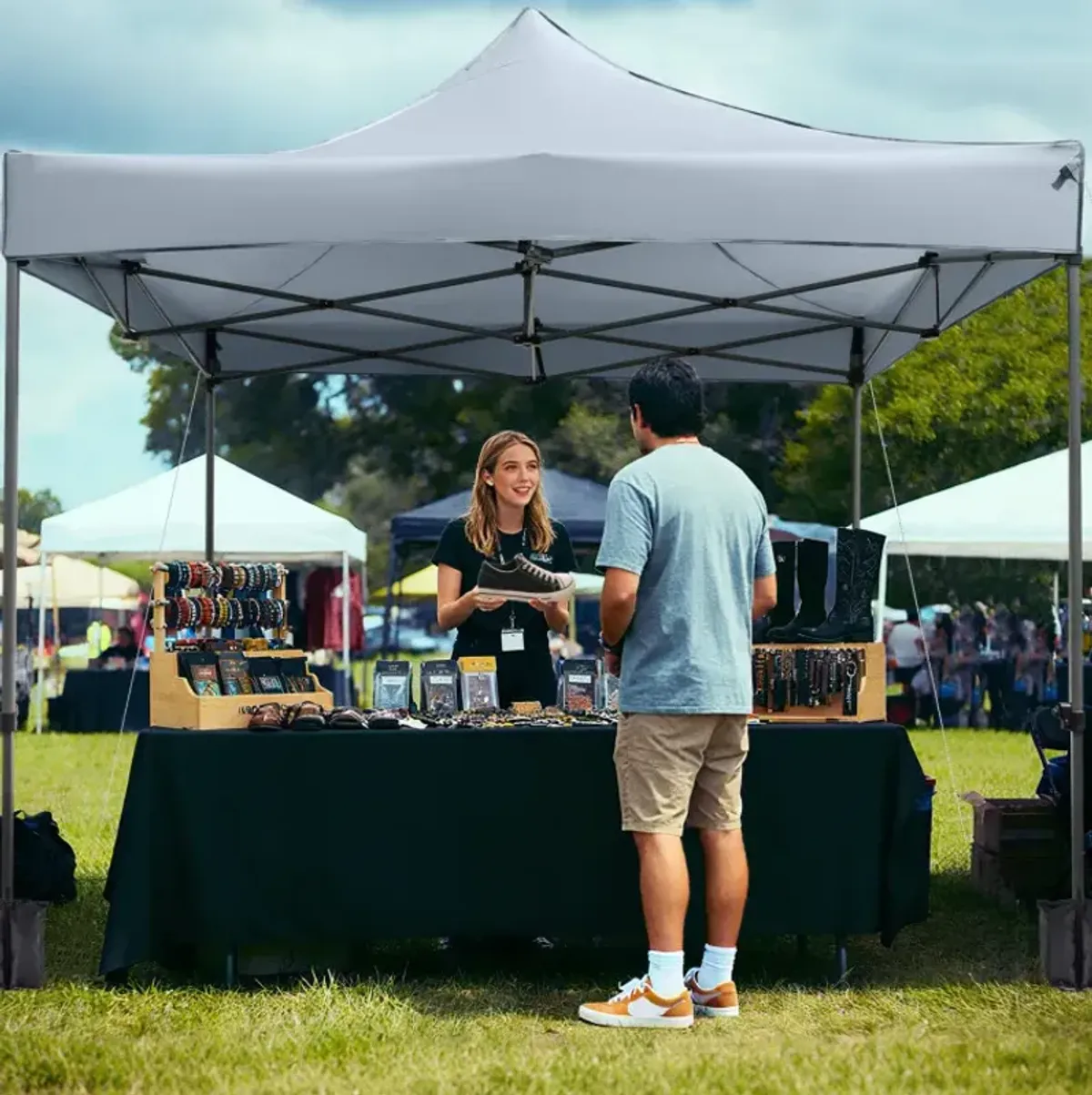 10 FT x 10 FT Pop-Up Canopy Tent Easy Setup Instant Folding Shelter ...