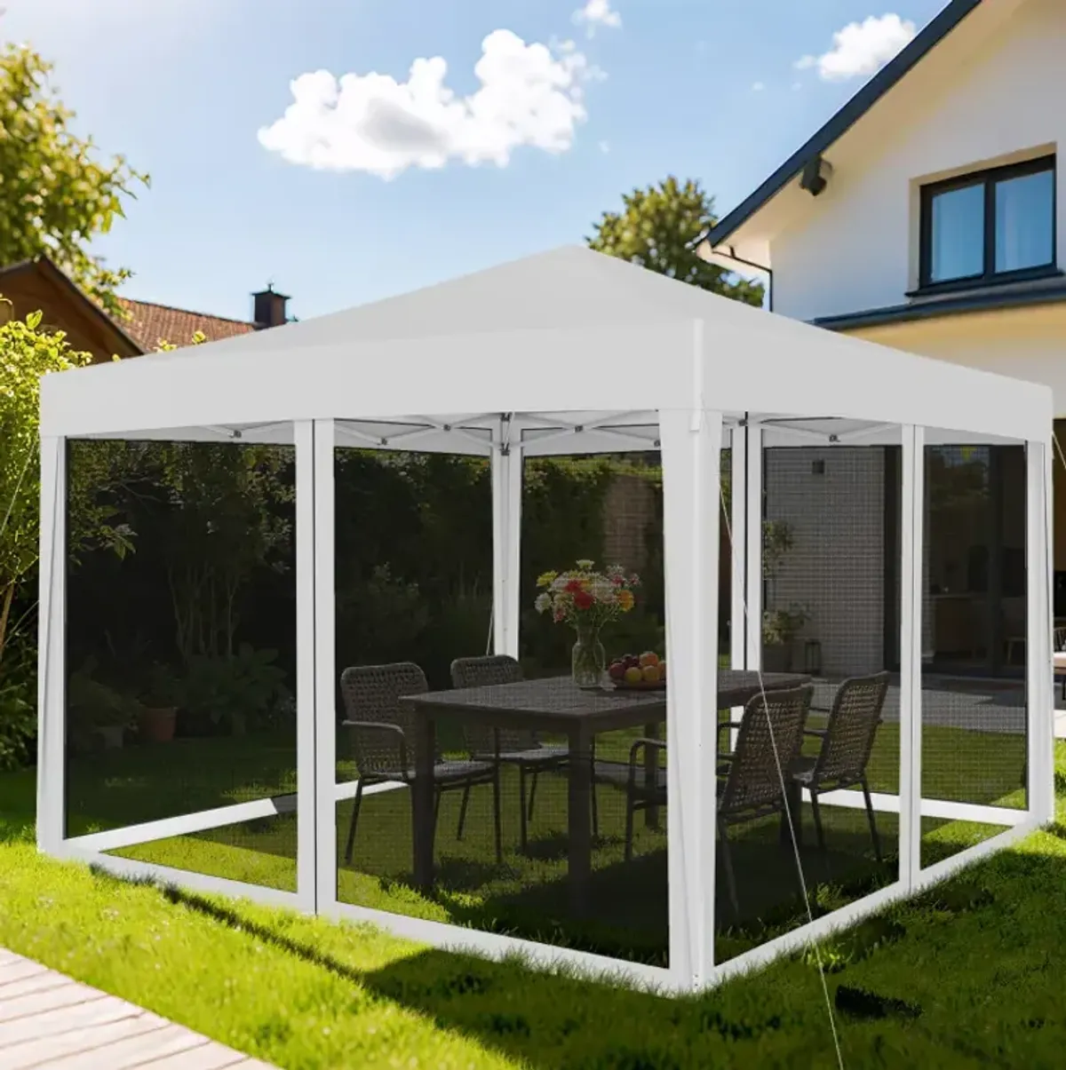 10 FT x 10 FT Pop-Up Canopy Tent Easy Setup Instant Folding Shelter ...