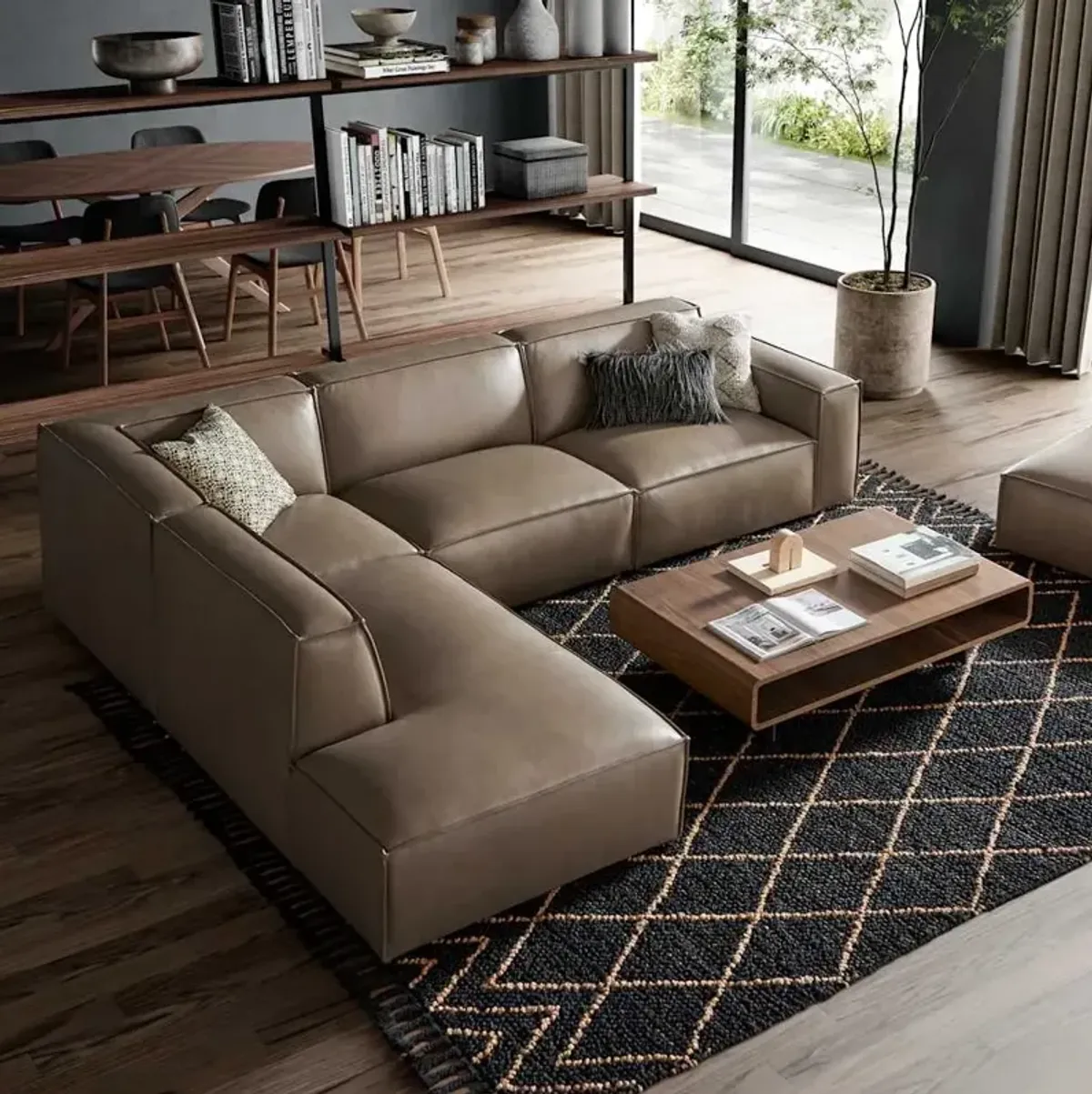 Jonathan Leather Extended Side Chaise Sectional Right Facing with ...