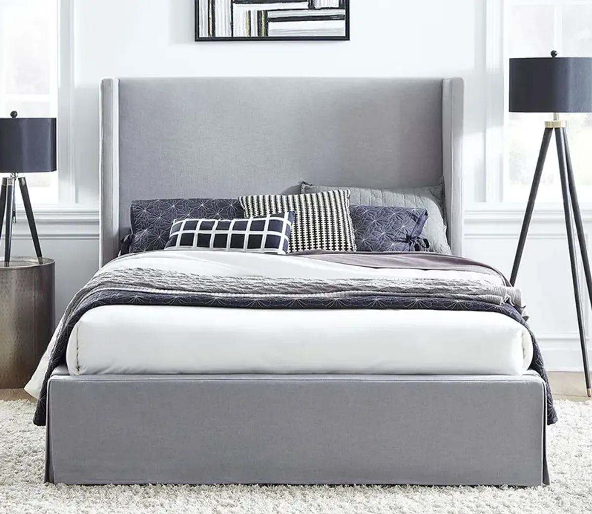 Parker House Avery Fabric Upholstered Panel Bed - Stream Grey - Queen ...