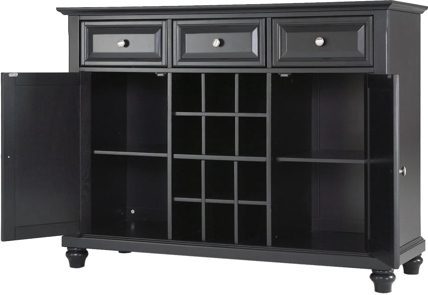 Cambridge Buffet Server / Sideboard Cabinet with Wine Storage in Black