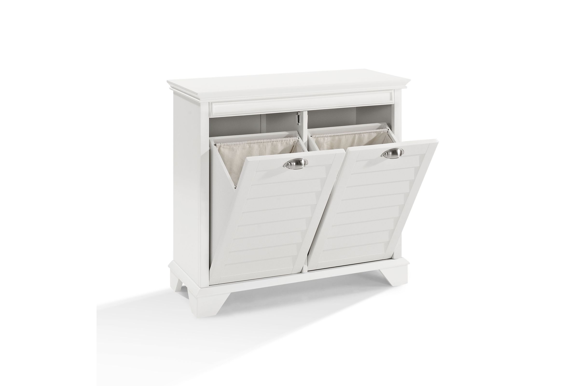 Lydia Linen Hamper in White