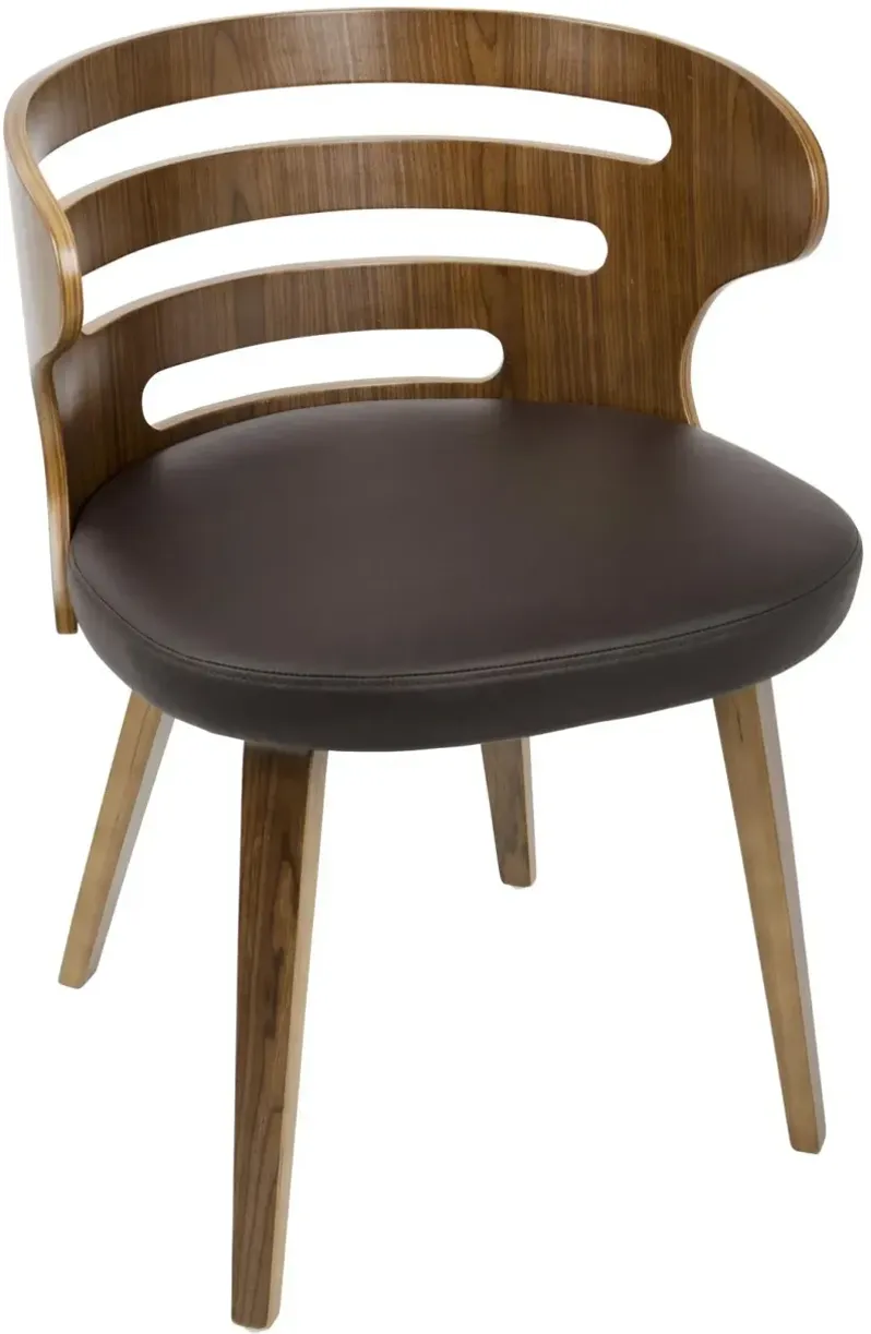Cosi Mid-Century Modern Dining Chair in Walnut and Brown by LumiSource