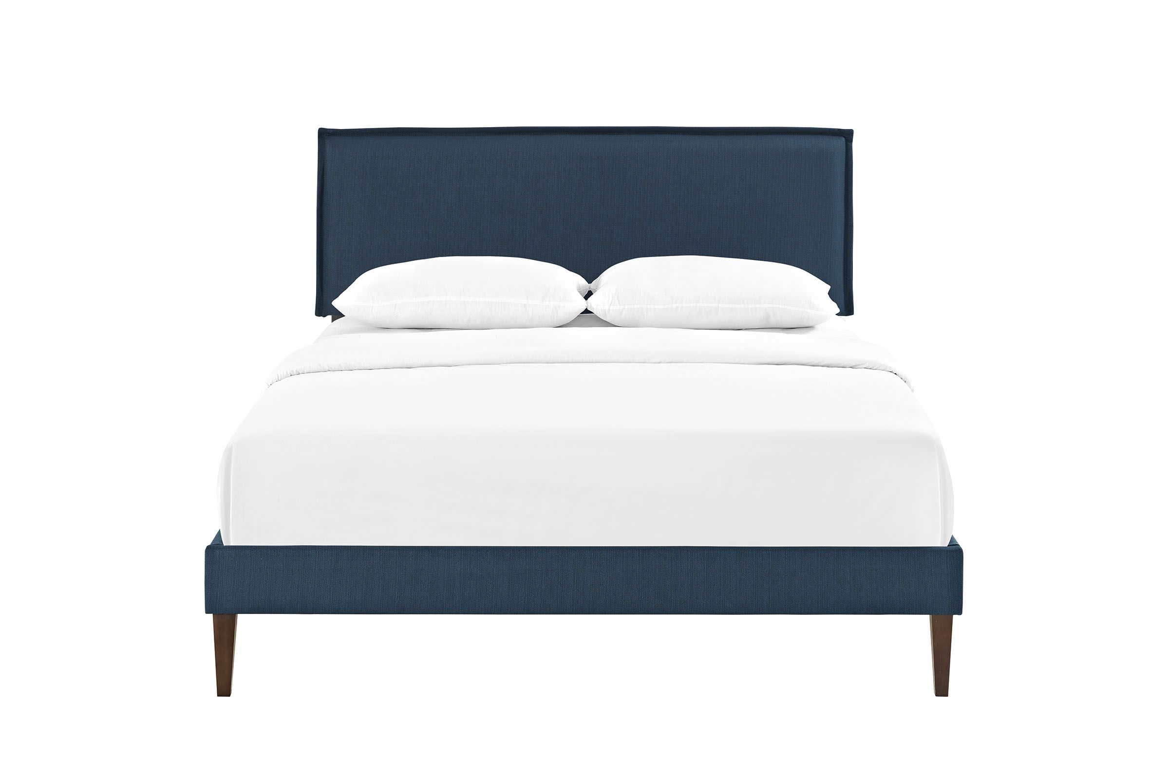 Camille Full Fabric Platform Bed with Squared Tapered Legs in Azure by ...