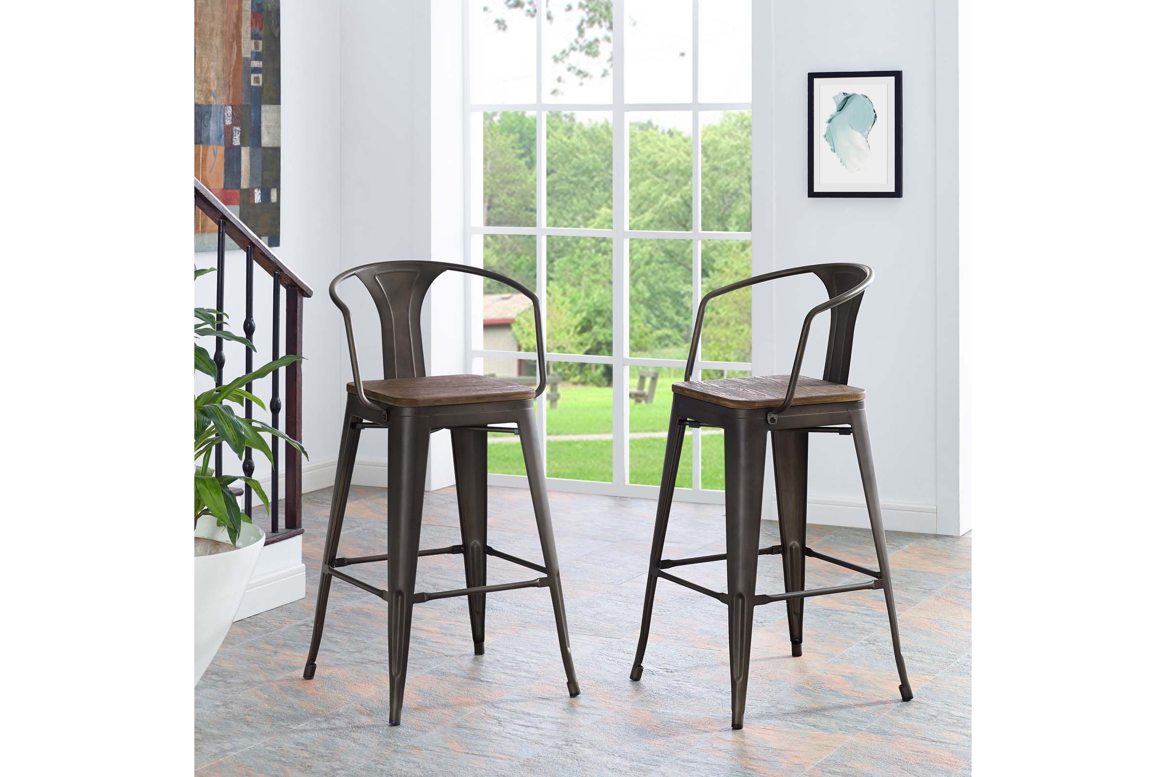 Promenade Low Back Bar Stool in Brown