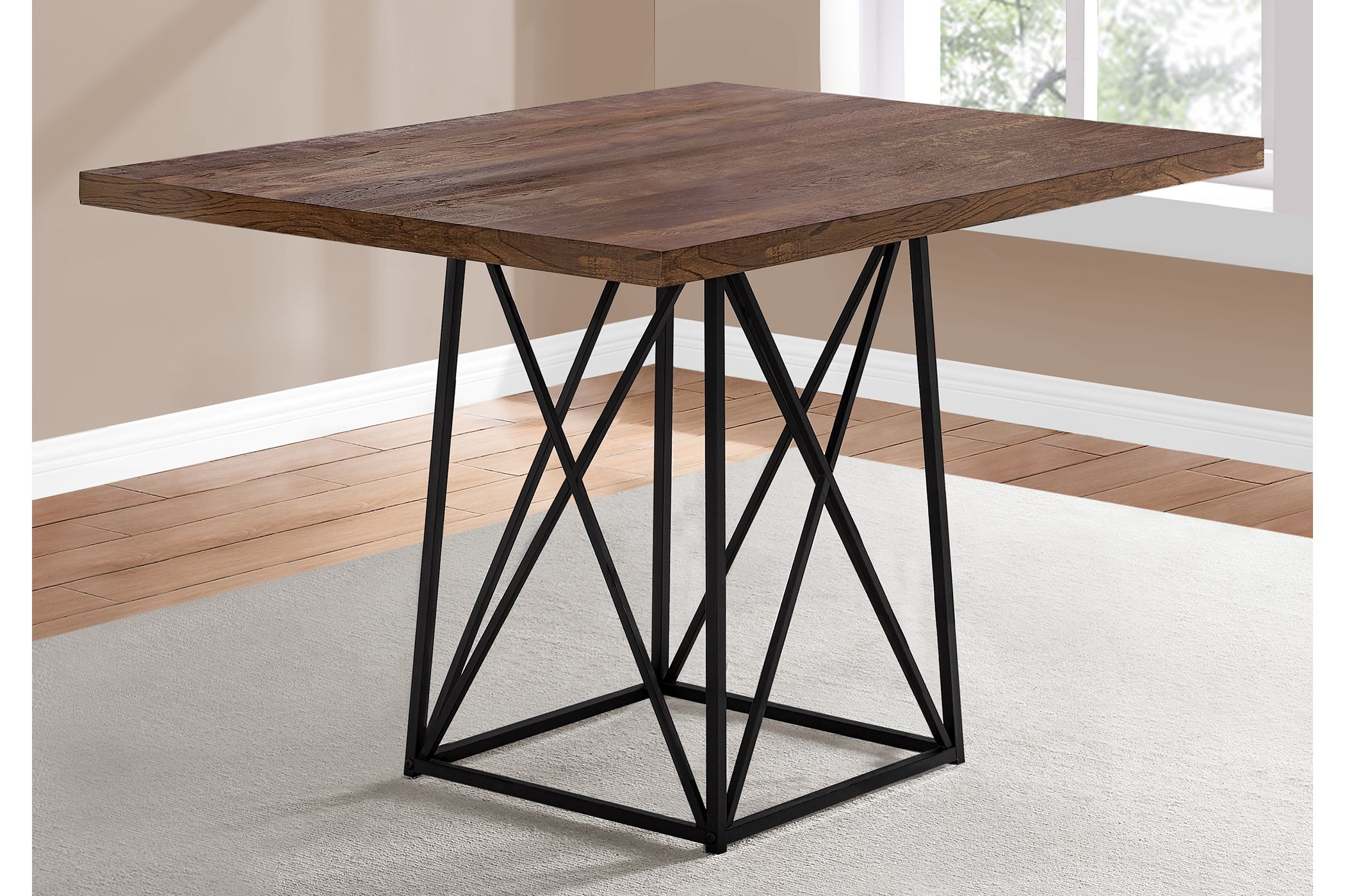 DINING TABLE - 36"X 48" / BROWN RECLAIMED WOOD-LOOK/BLACK