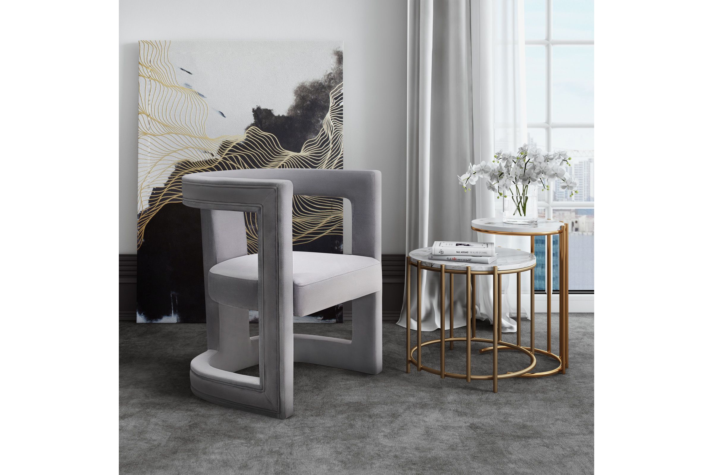 Ada Grey Velvet Chair