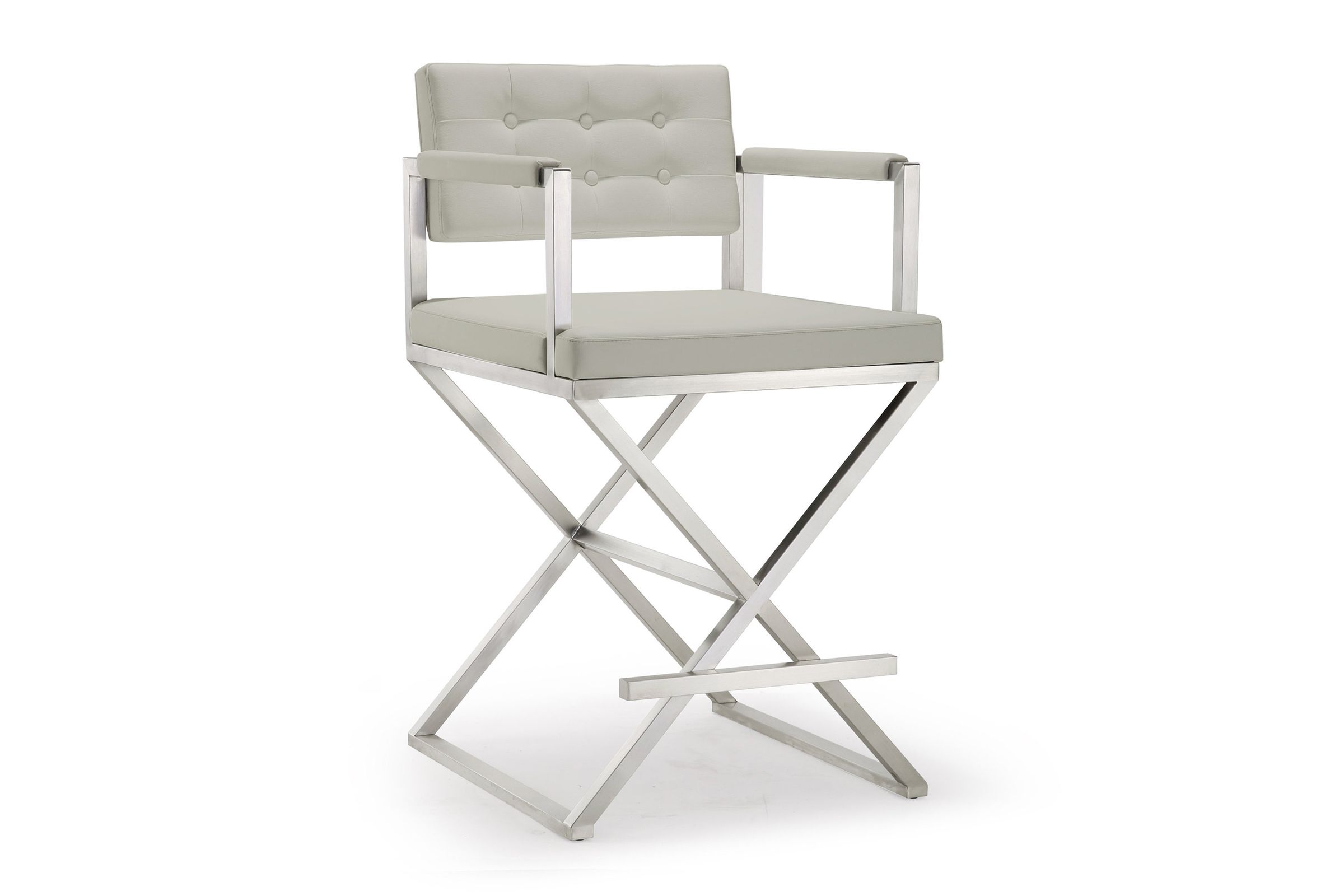 Director Light Grey Stainless Steel Counter Stool