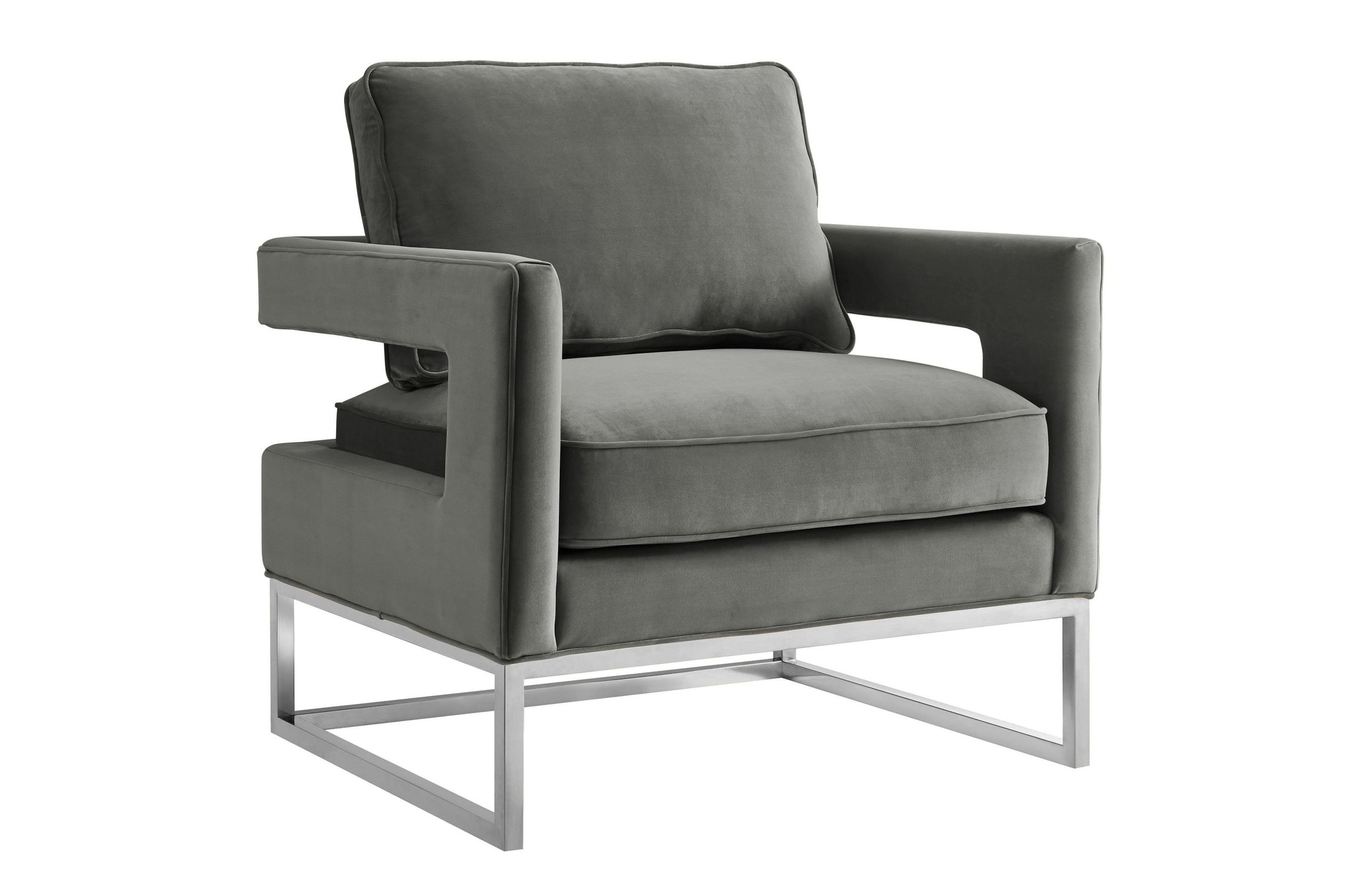 Avery Grey Velvet Chair - Silver Frame