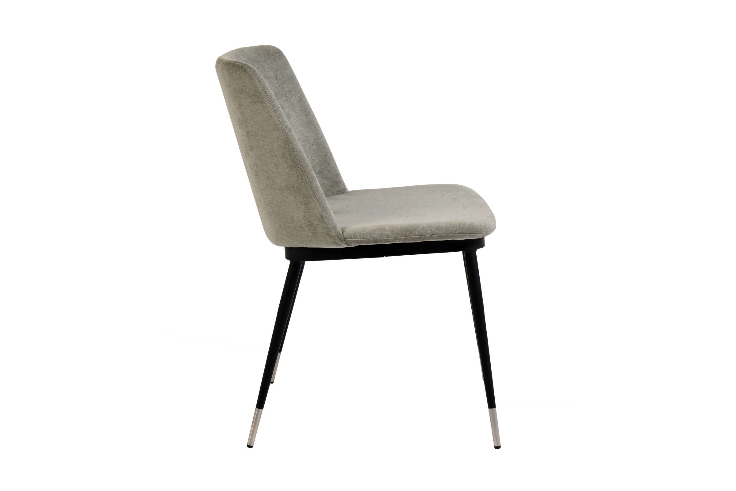 Evora Grey Velvet Chair - Silver Legs (Set of 2)