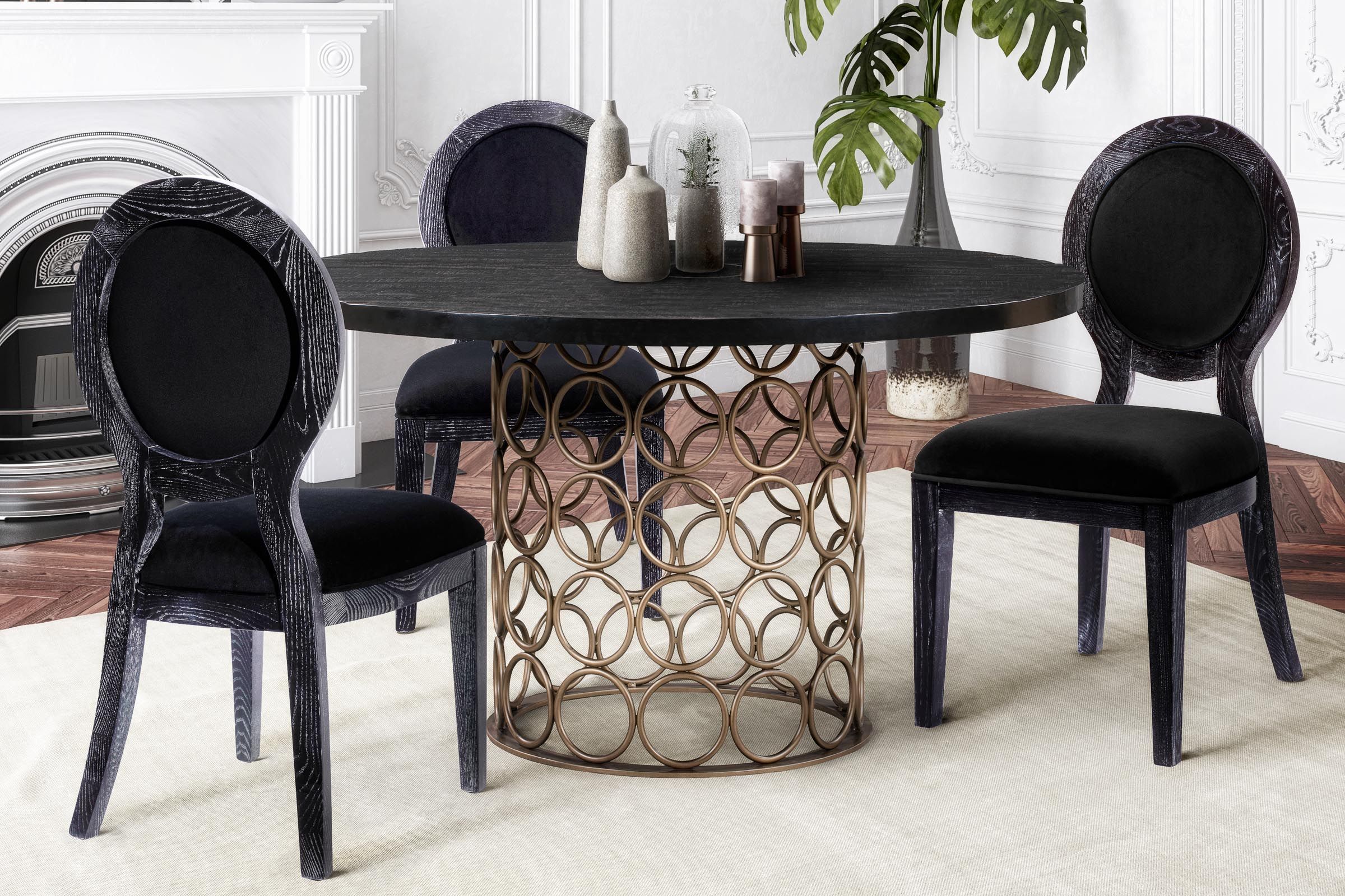 Valentina Brass Round Dining Table