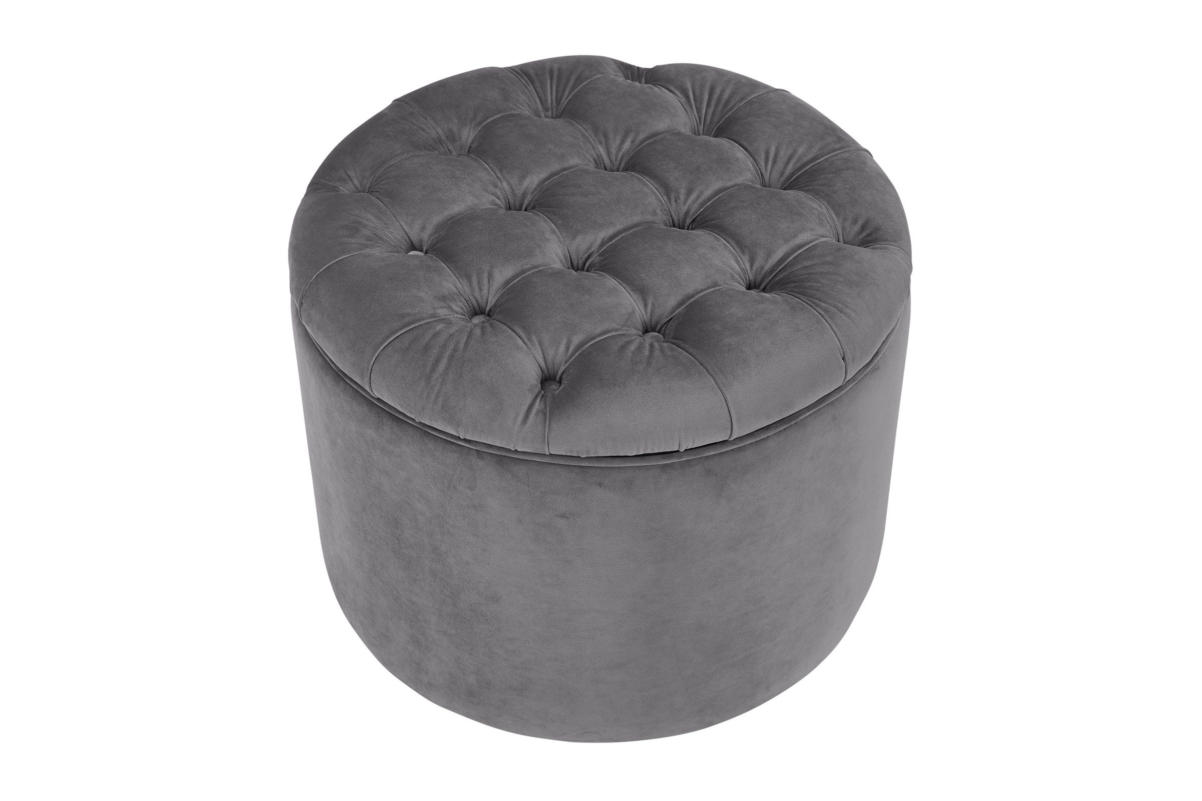 Queen Grey Velvet Storage Ottoman