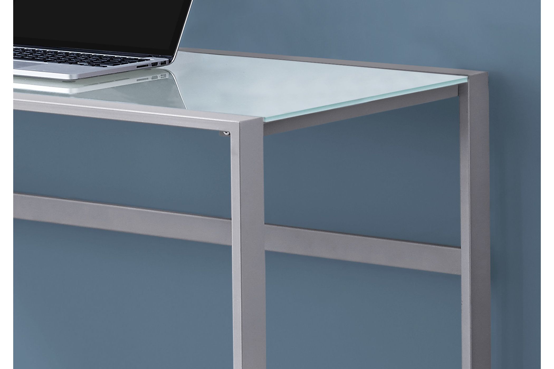 Redfern 48" Silver Computer Desk with Tempered Glass Top
