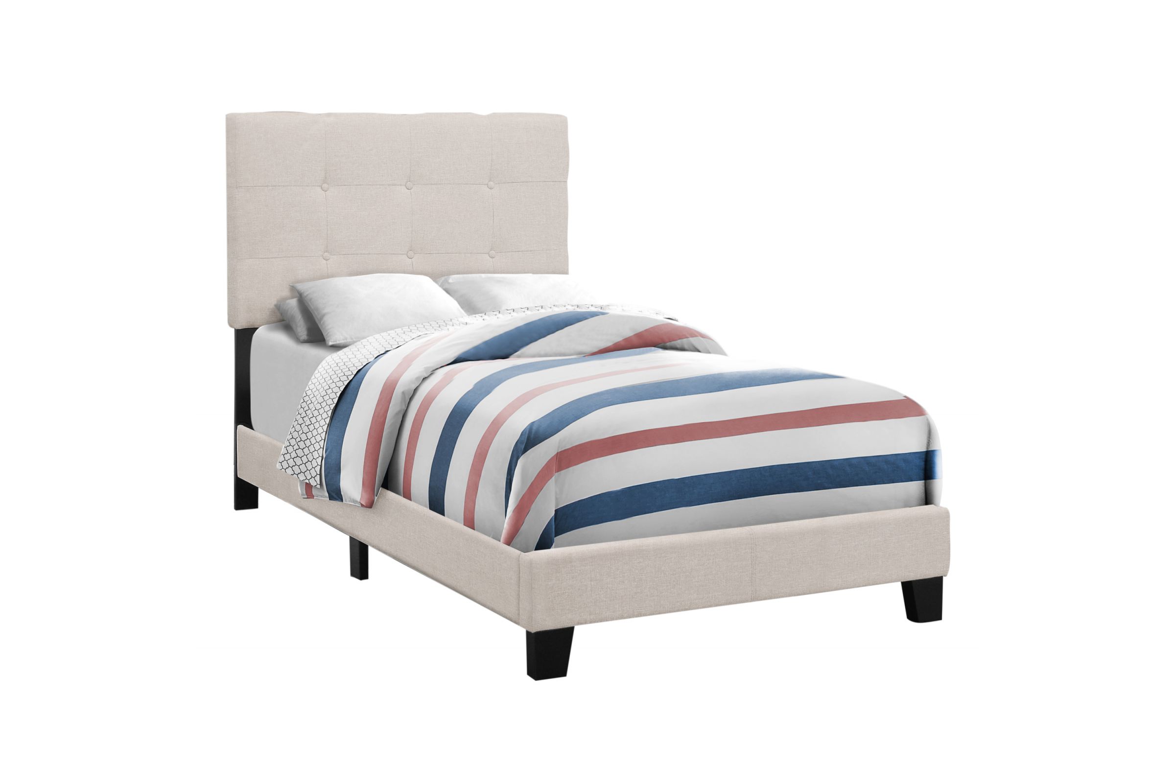 Sawyer Beige Tufted Twin Bed