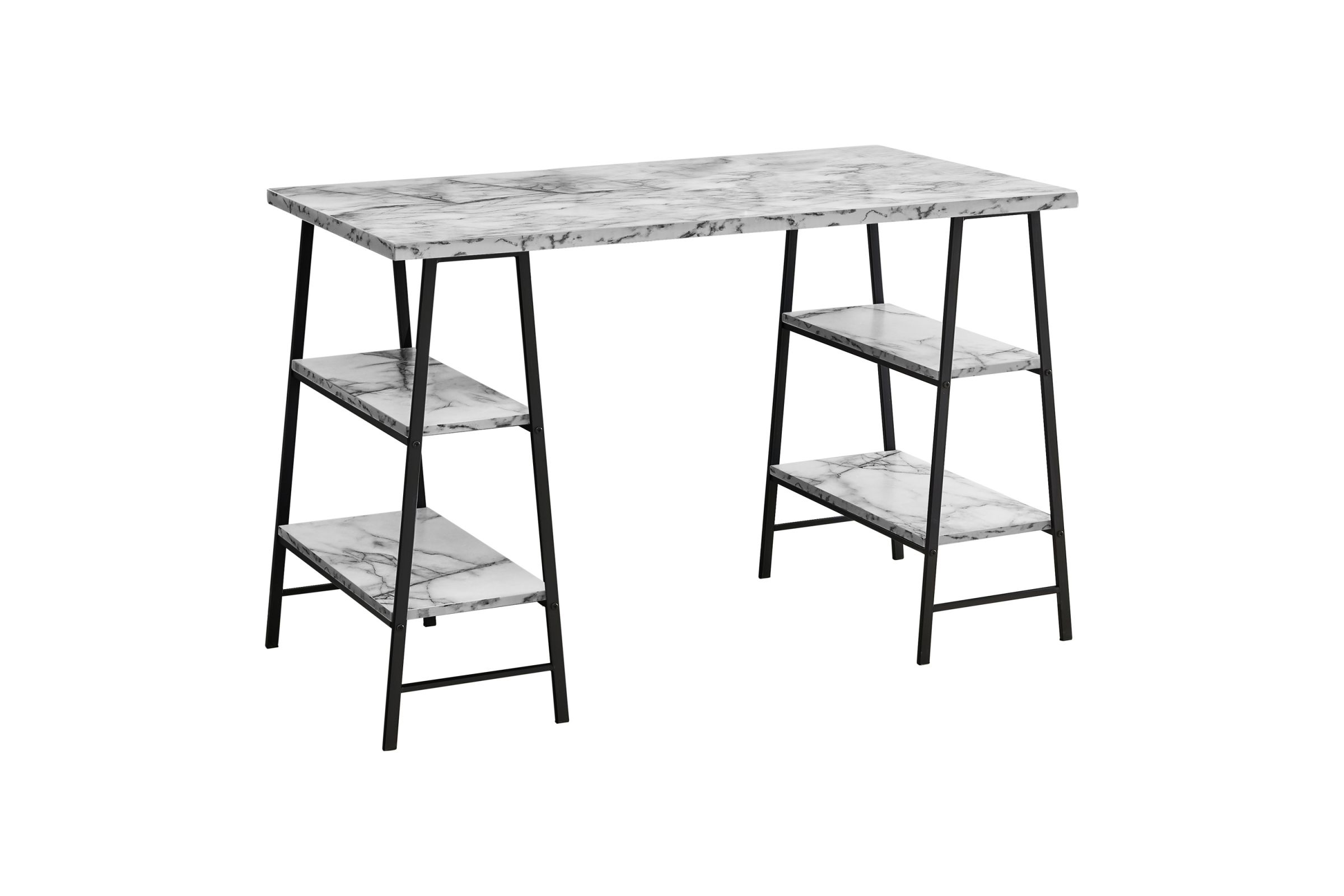 Lenoir 48" White Faux Marble Computer Desk