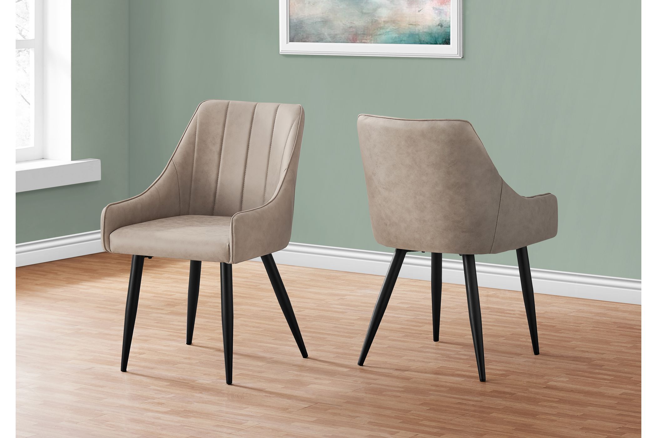 Jeanne Taupe Faux Leather Dining Chairs, Set of 2