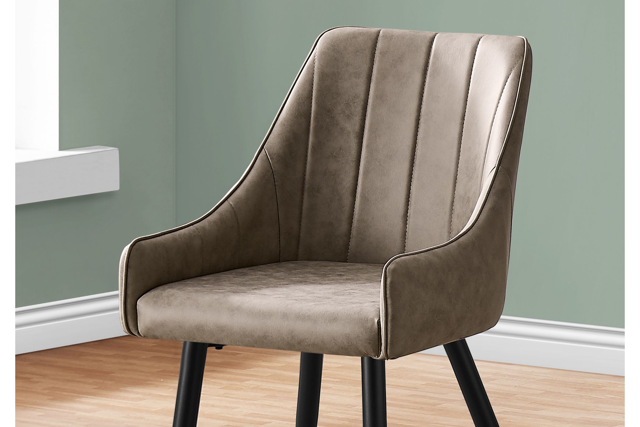 Jeanne Taupe Faux Leather Dining Chairs, Set of 2