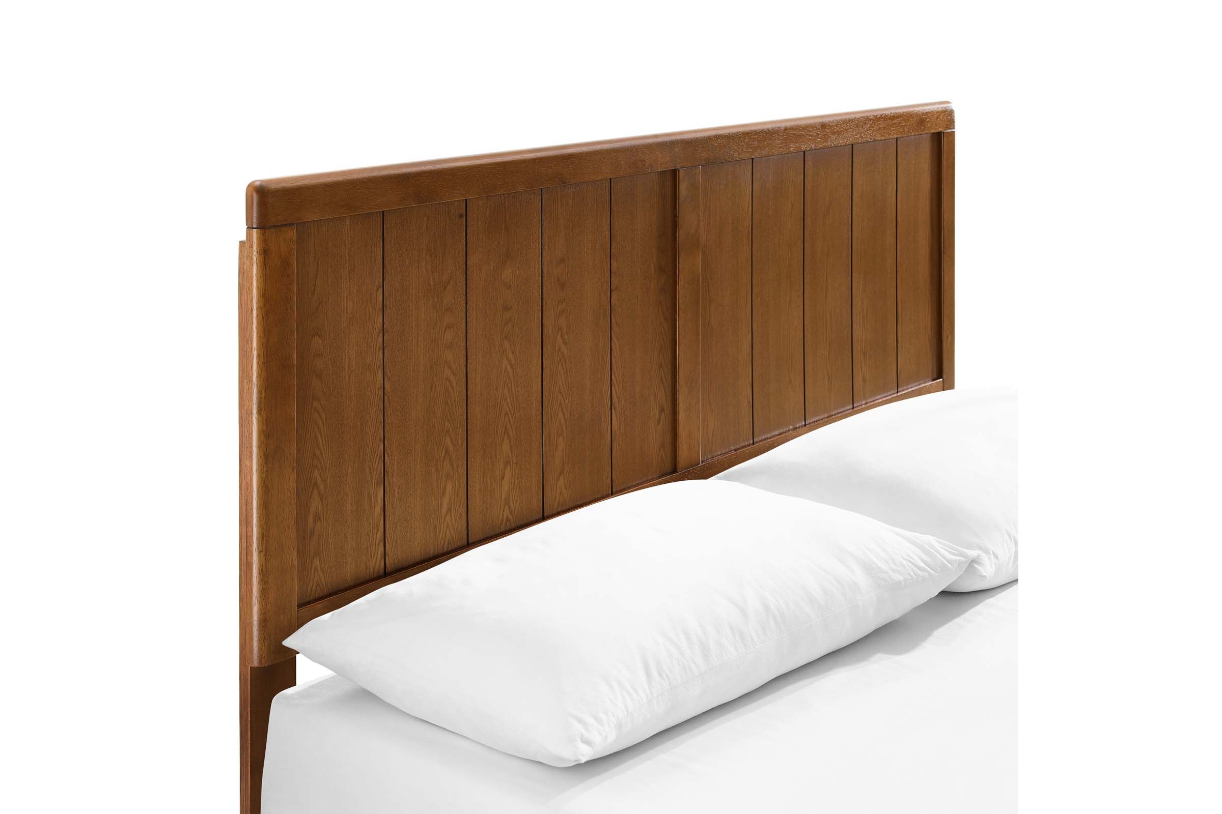 Alana Queen Wood Platform Bed With Angular Frame in Walnut