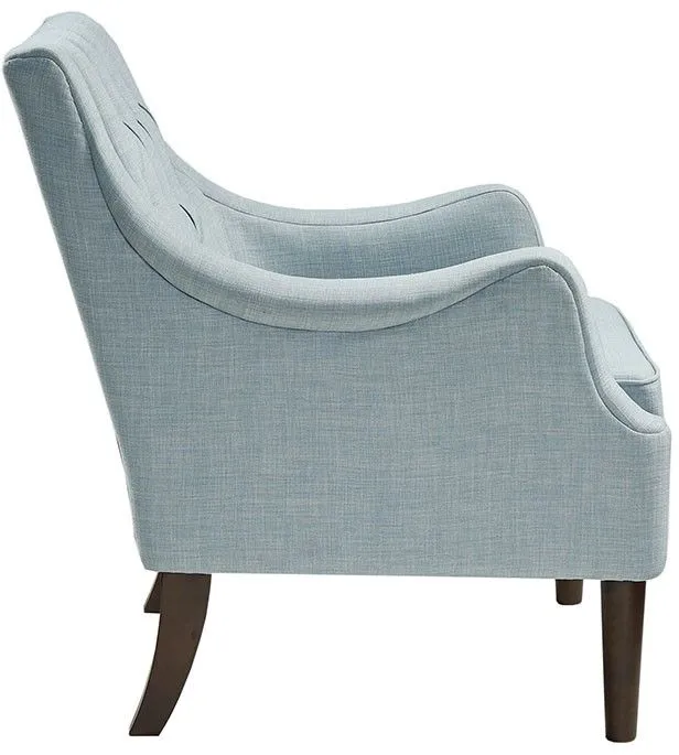 Qwen Button Tufted Accent Chair in Dusty Blue