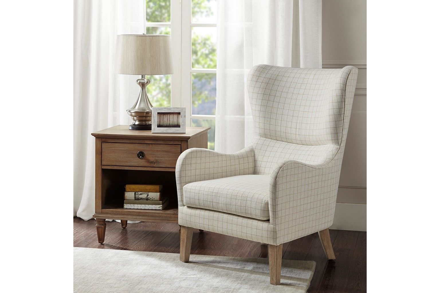 Arianna Swoop Wing Chair in Linen