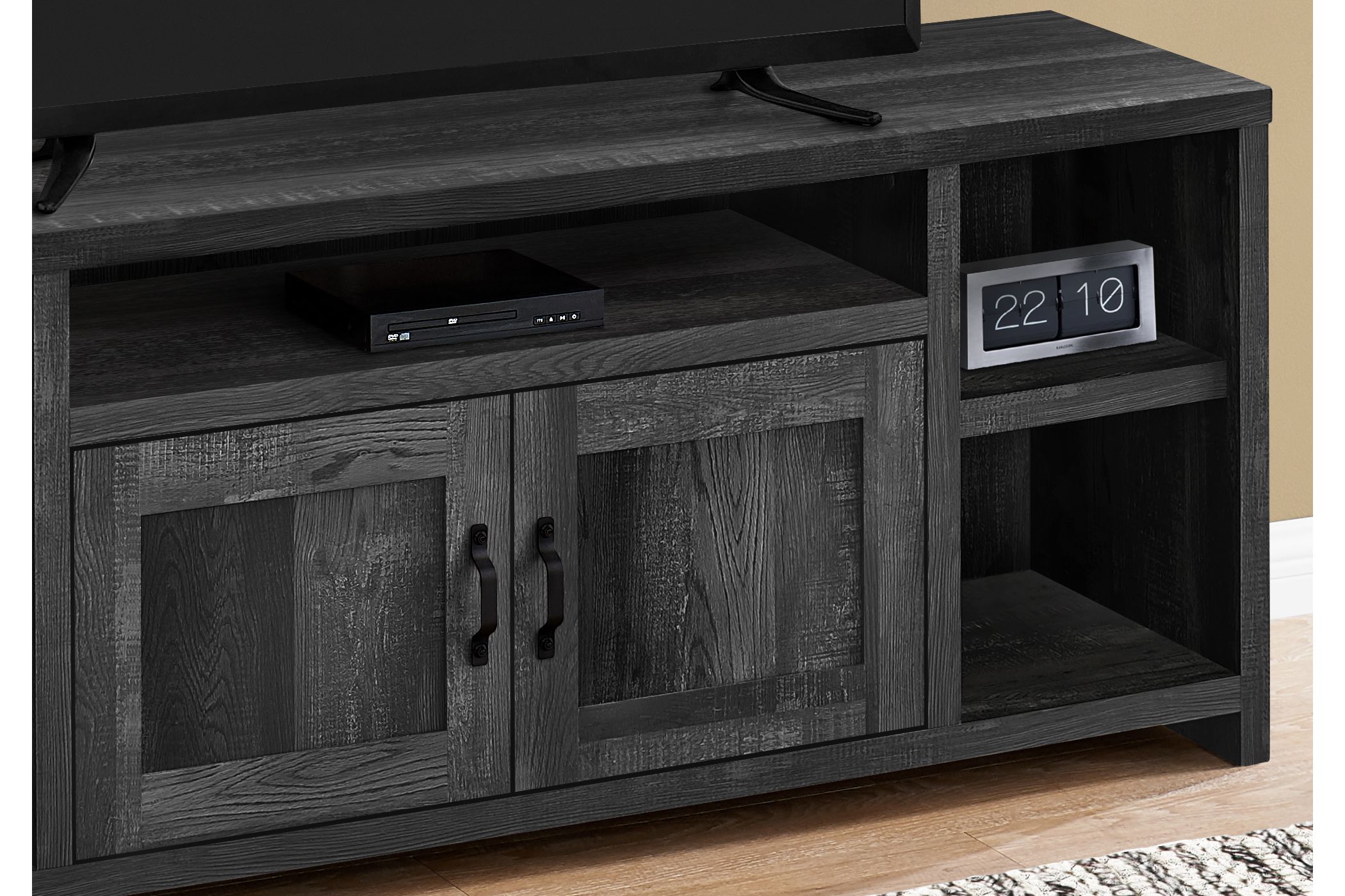 Black Reclaimed Wood-look TV Stand