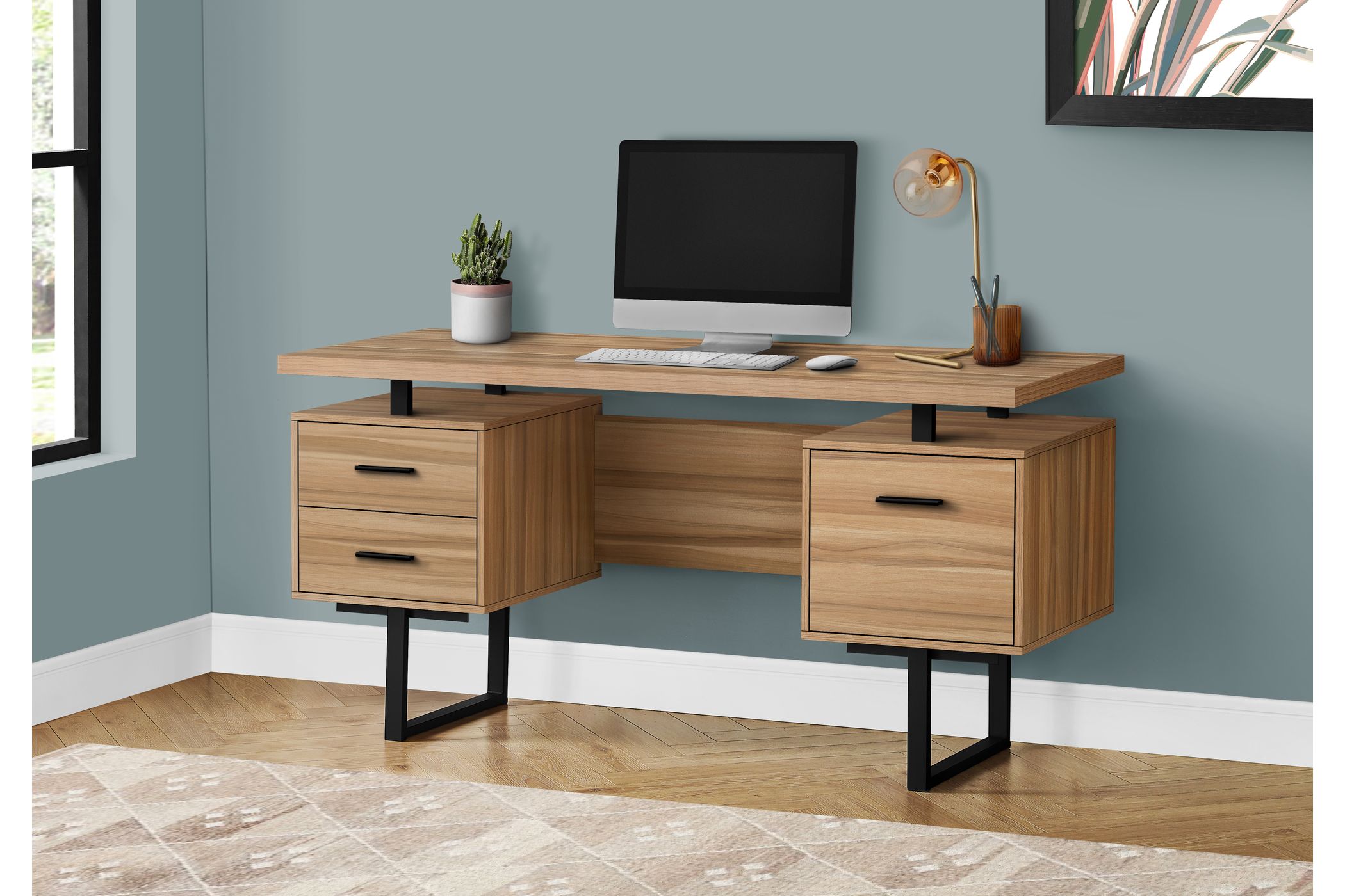 Light Reclaimed Wood 60" Computer Desk