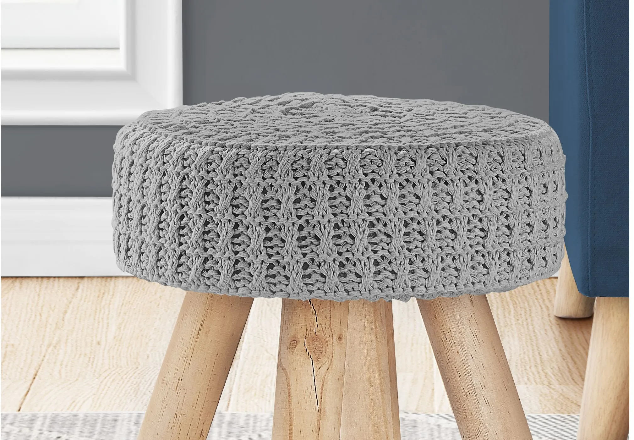 Grey Knit Ottoman