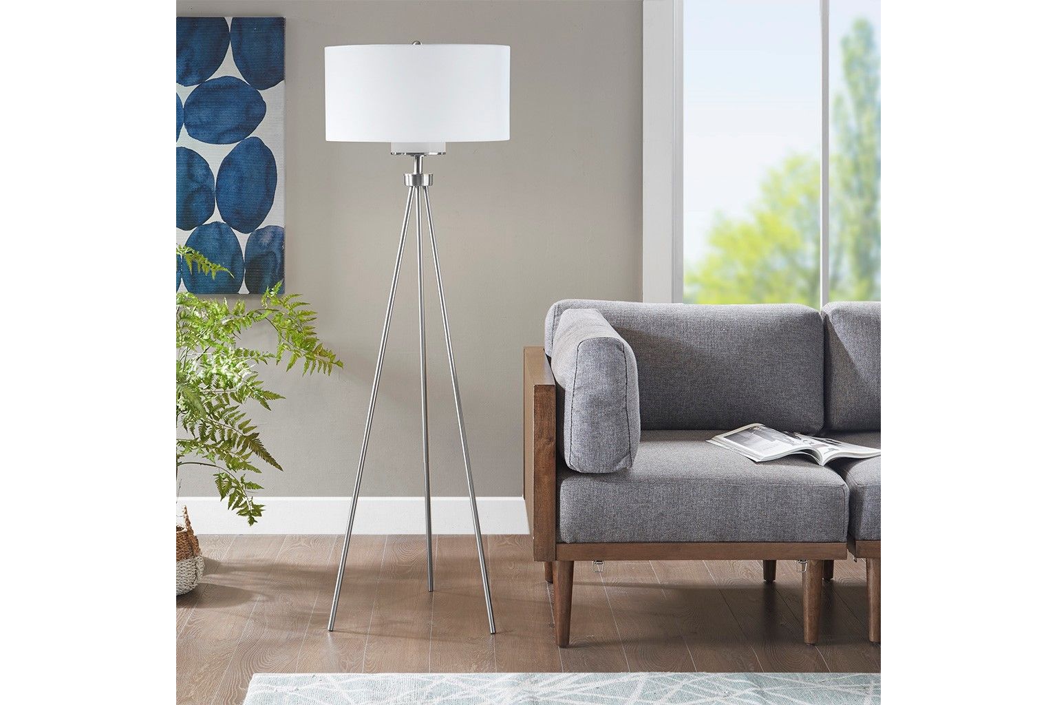 Pacific Silver Tripod Floor Lamp
