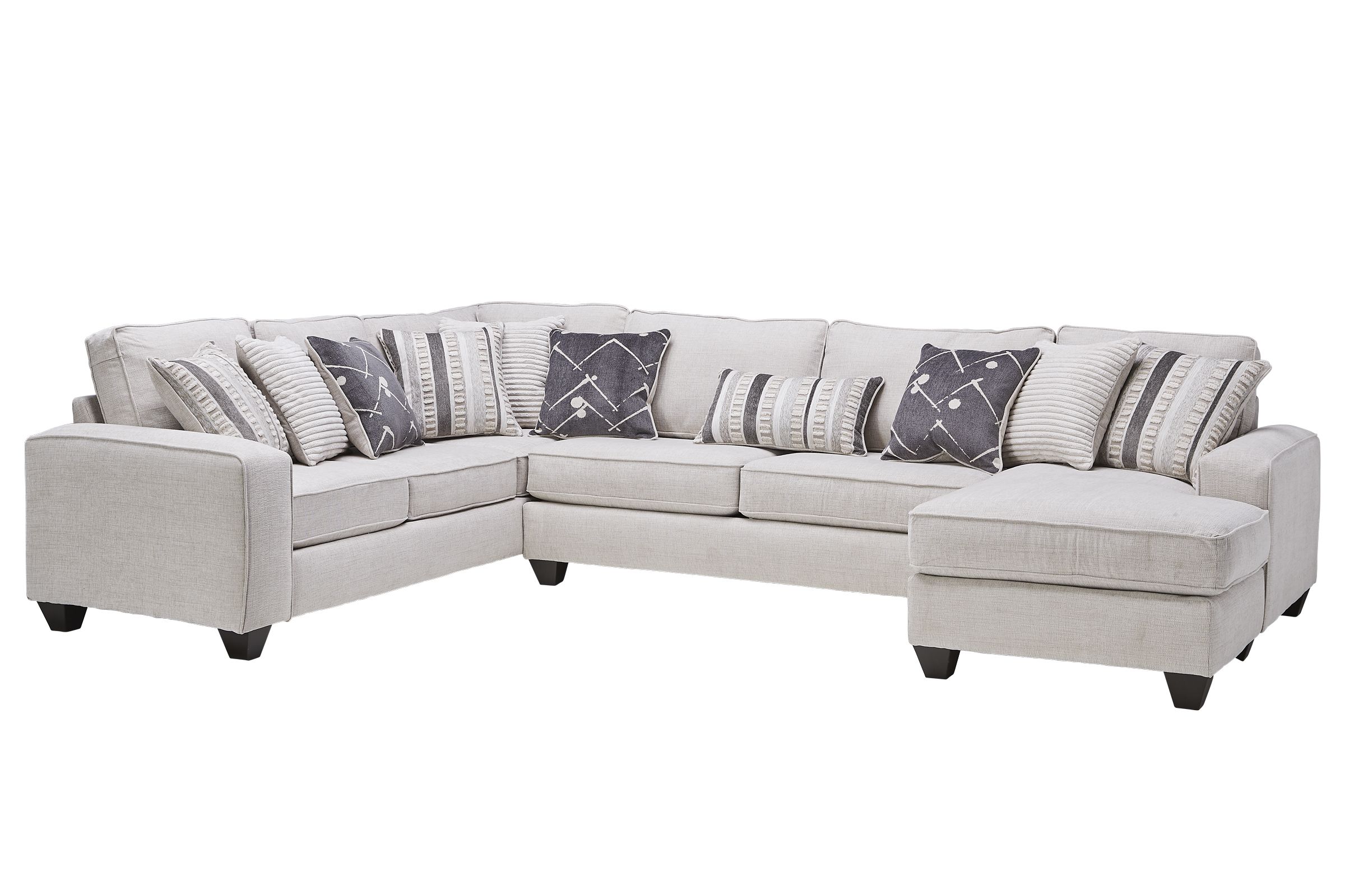Aria Beige 3-Piece Sectional with Right-Arm Facing Chaise