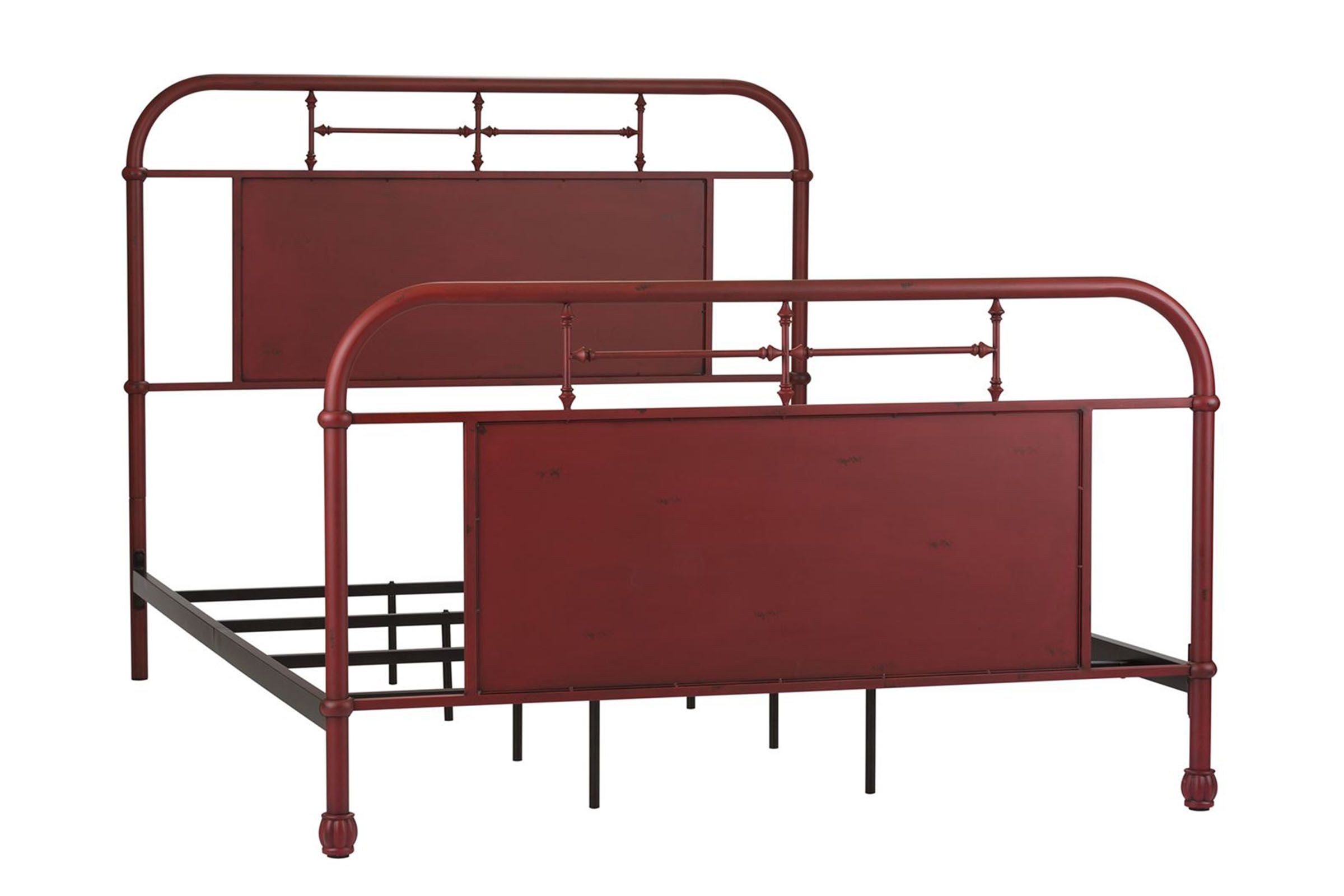 Vintage Queen Red Metal Bed