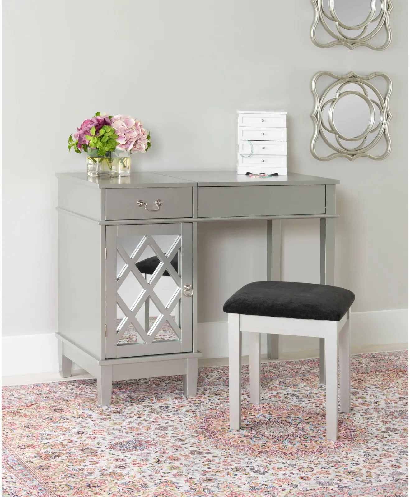 Lattice Silver Vanity Set