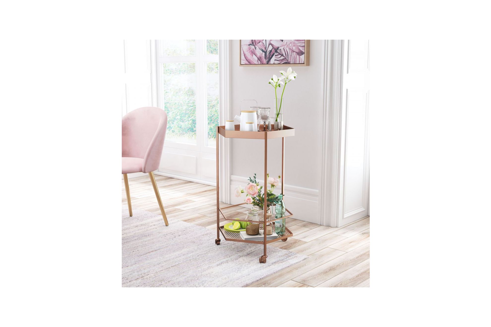 Hex Bar Cart Gold