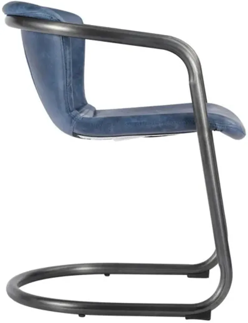 Freeman Dining Chair Kaiso Blue Leather, Set of 2