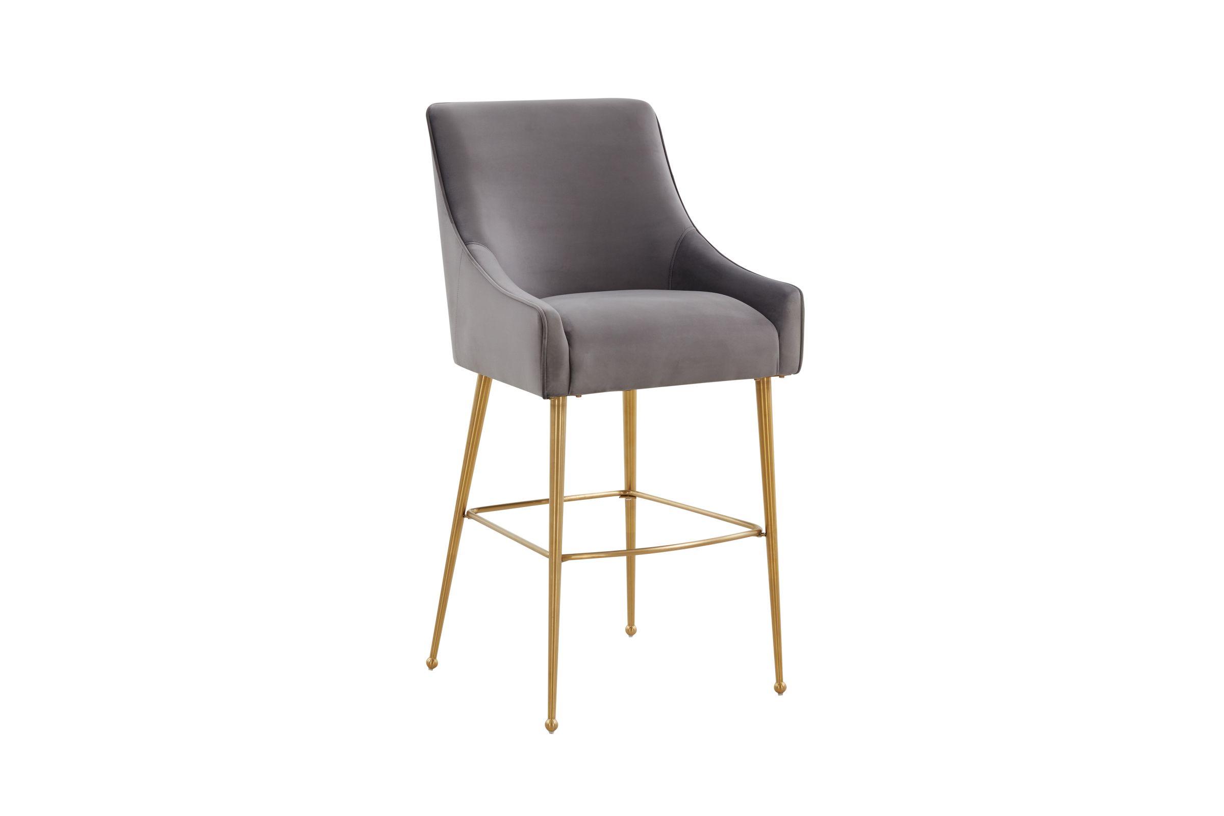 Beatrix Dark Grey Velvet Bar Stool - Gold Legs