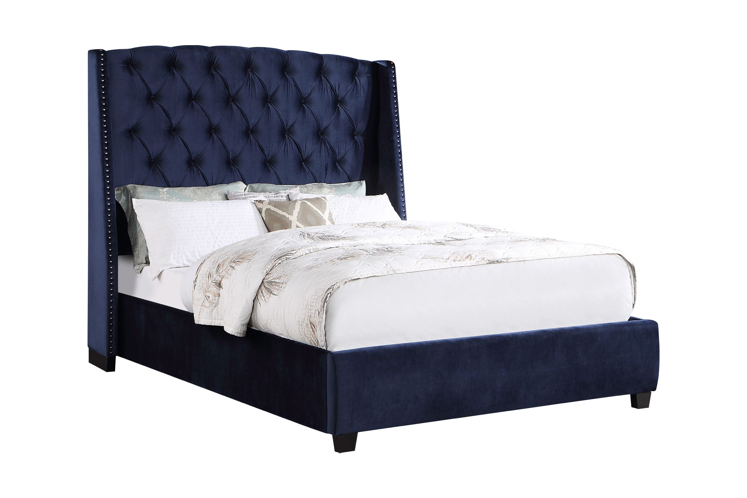 Kayla King Navy Upholstered Bed