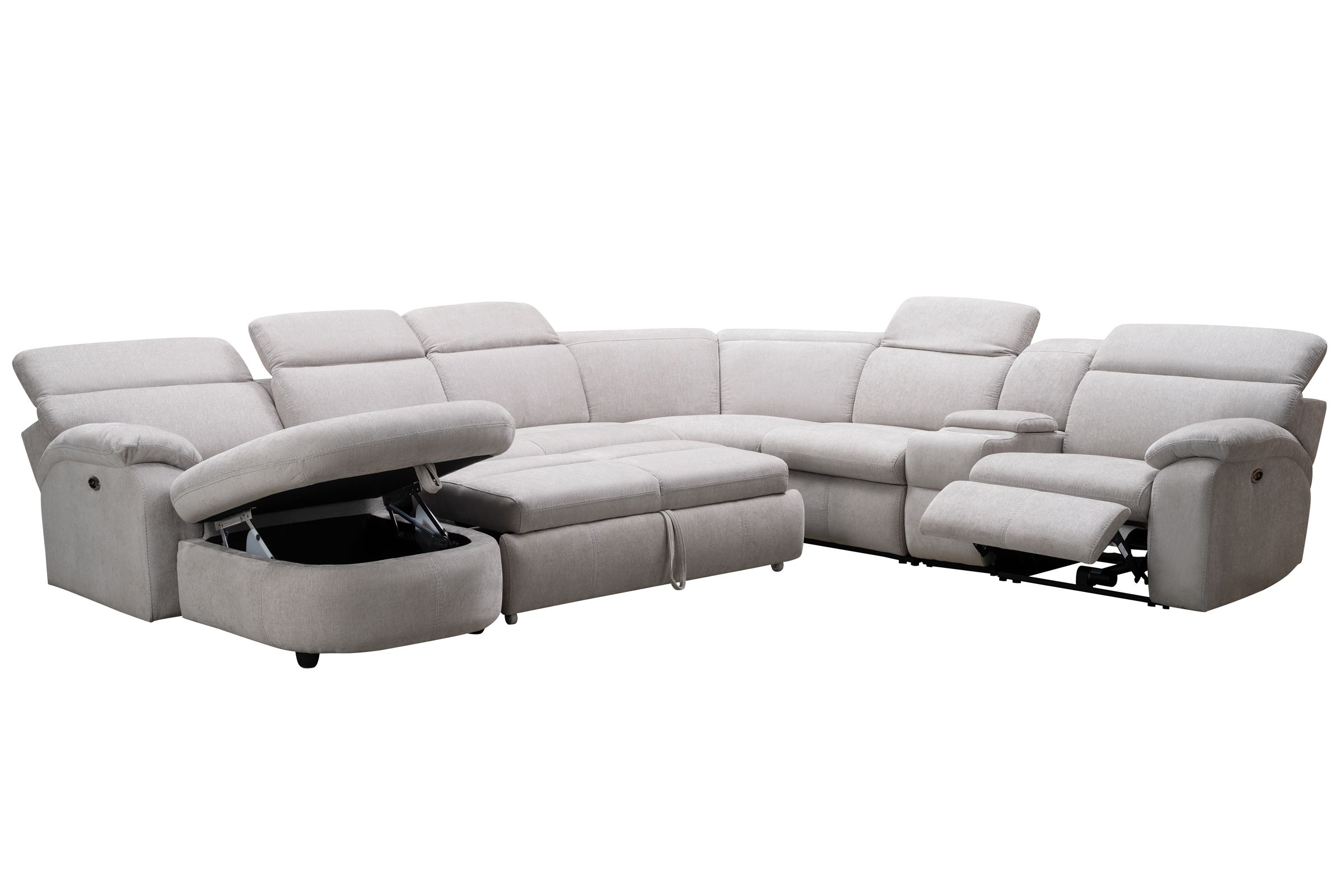 Arc Dove 6-Piece Power Reclining Sectional with Left Arm Facing Chaise