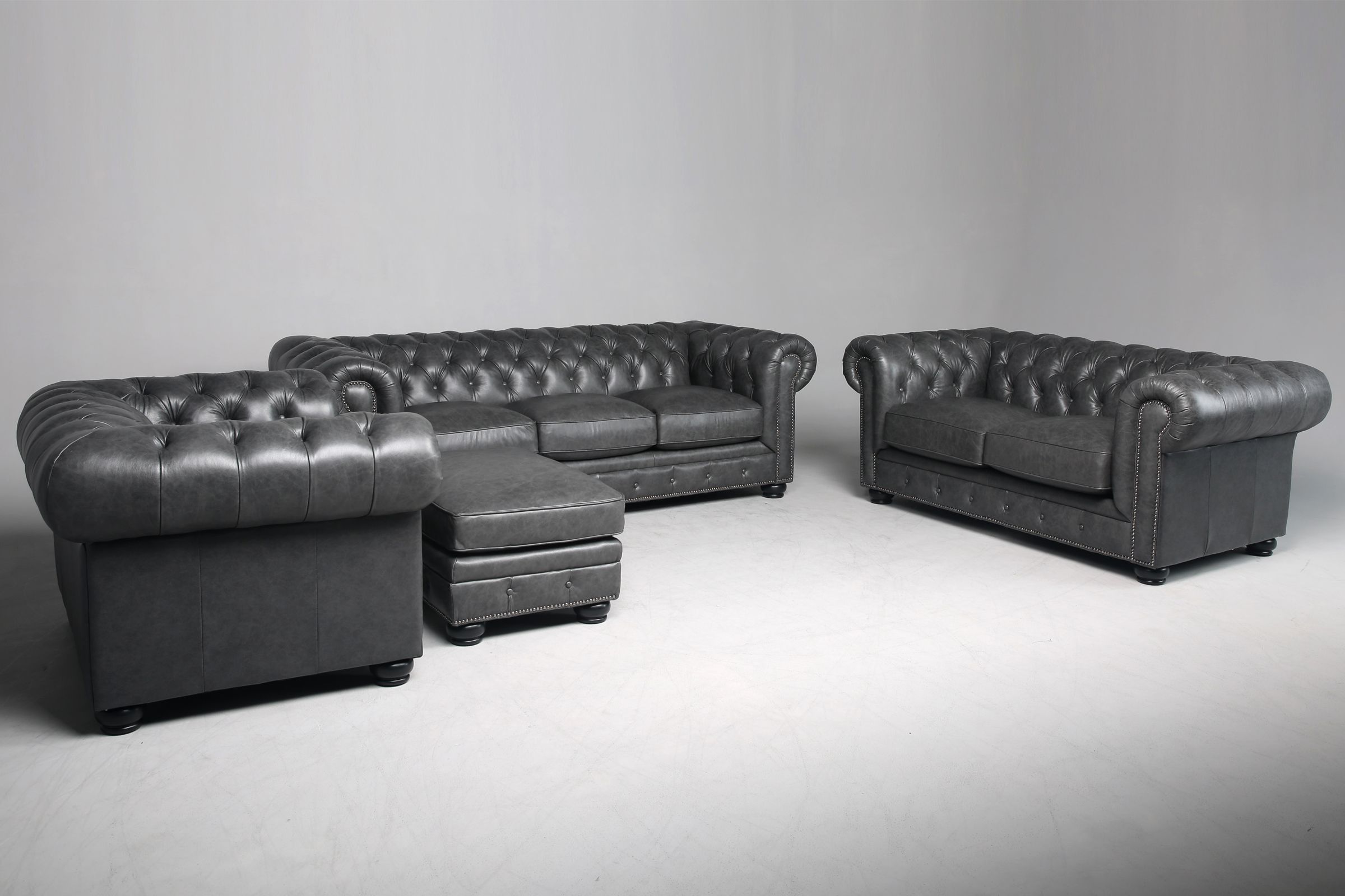 Churchill Grey Leather Chair