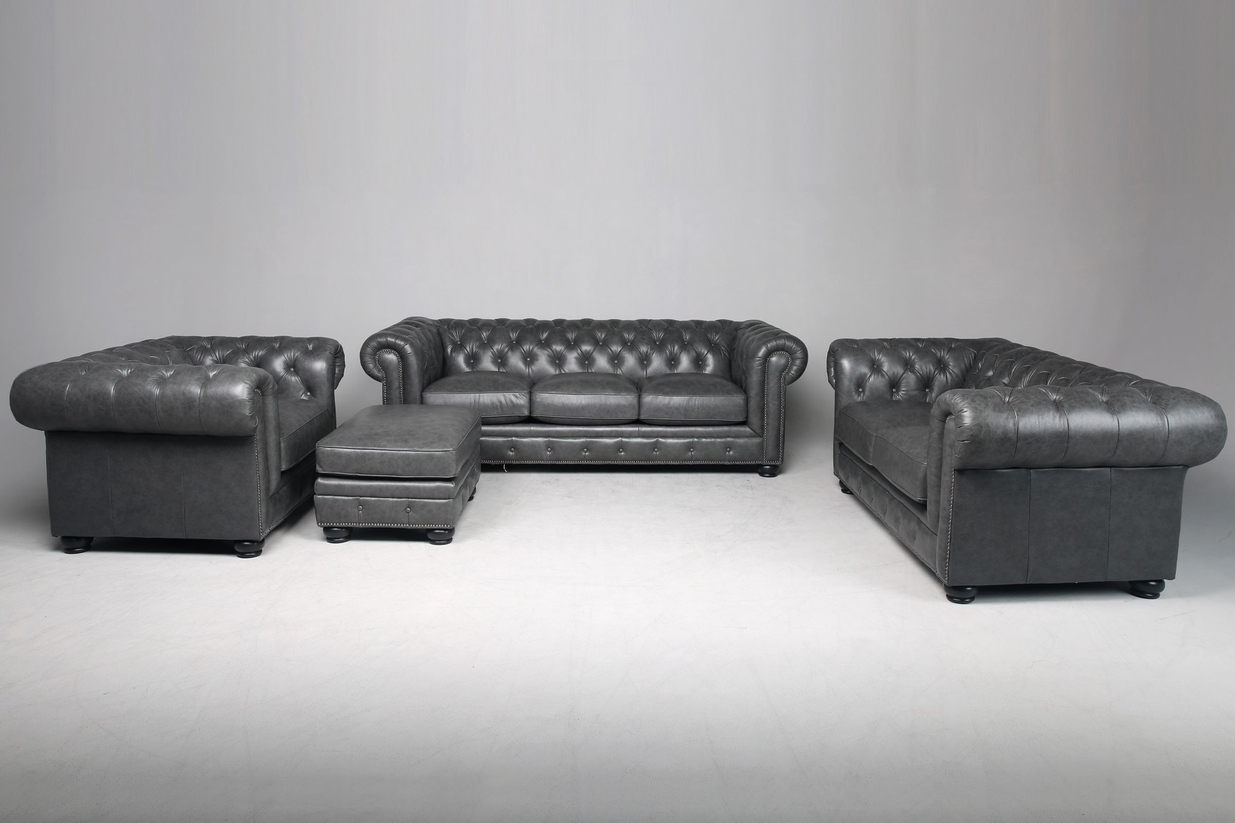 Churchill Grey Leather Chair