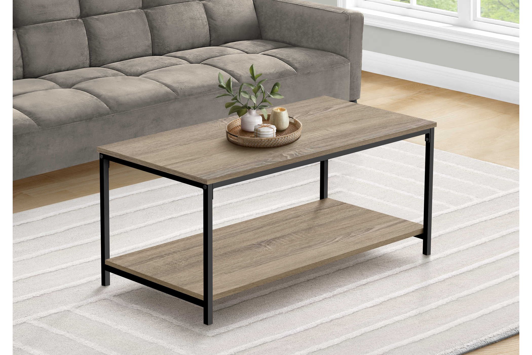Brown 2-Tier Rectangular Coffee Table