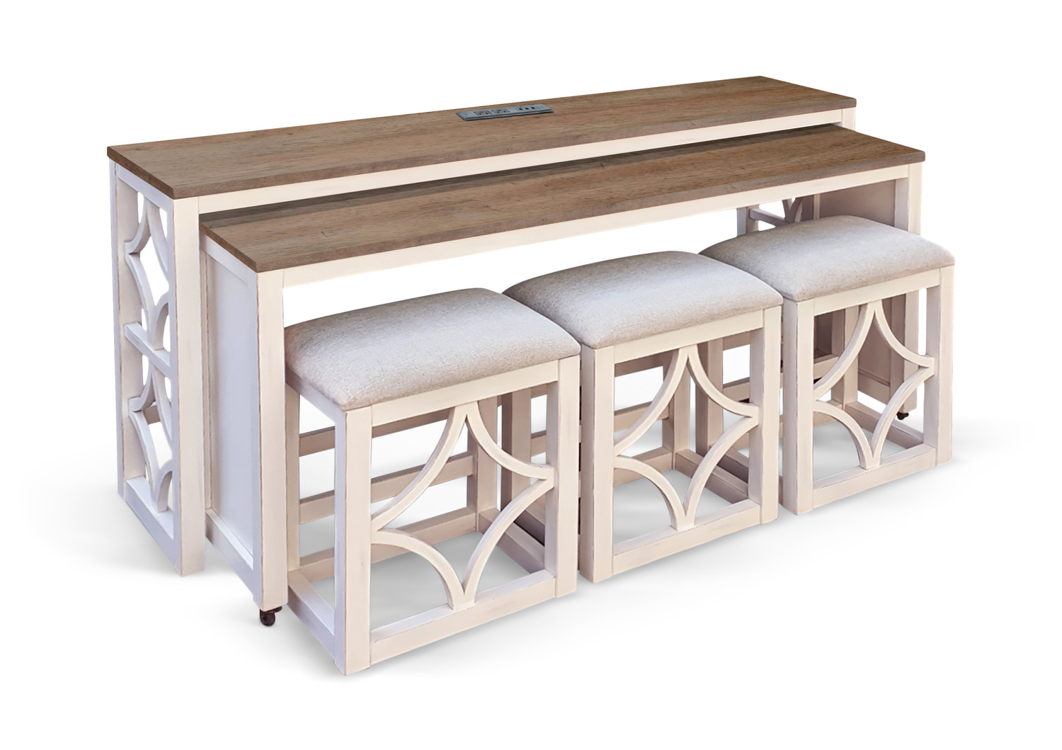 Malcolm Sofa Table with Nesting Table and 3 Stools