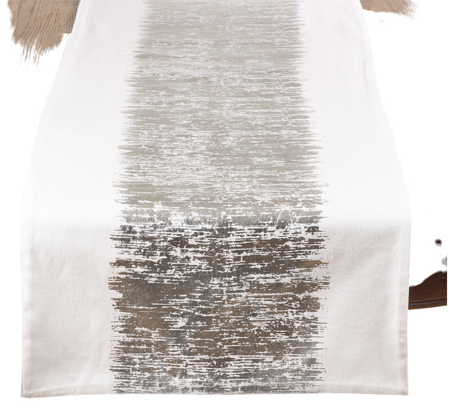 Metallic Banded Silver Table Runner