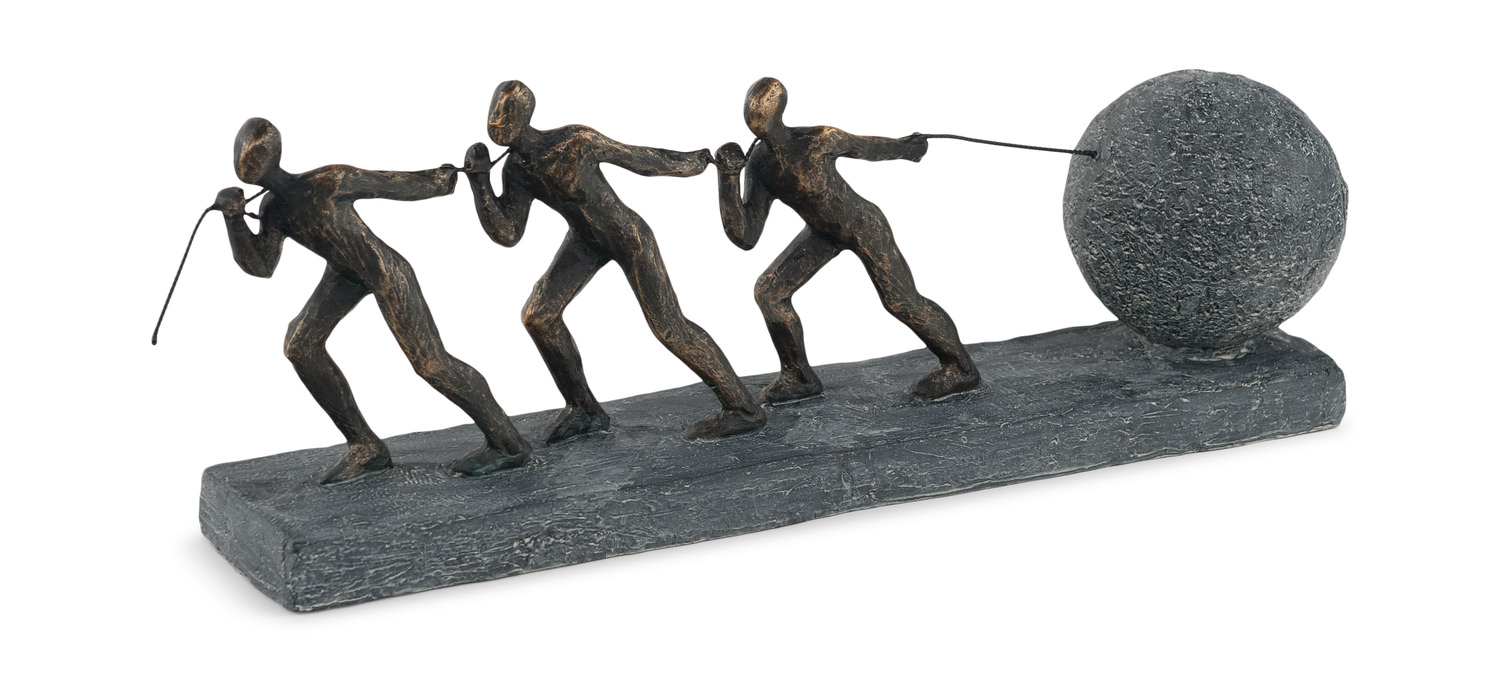 Men Pulling Rock Sculpture