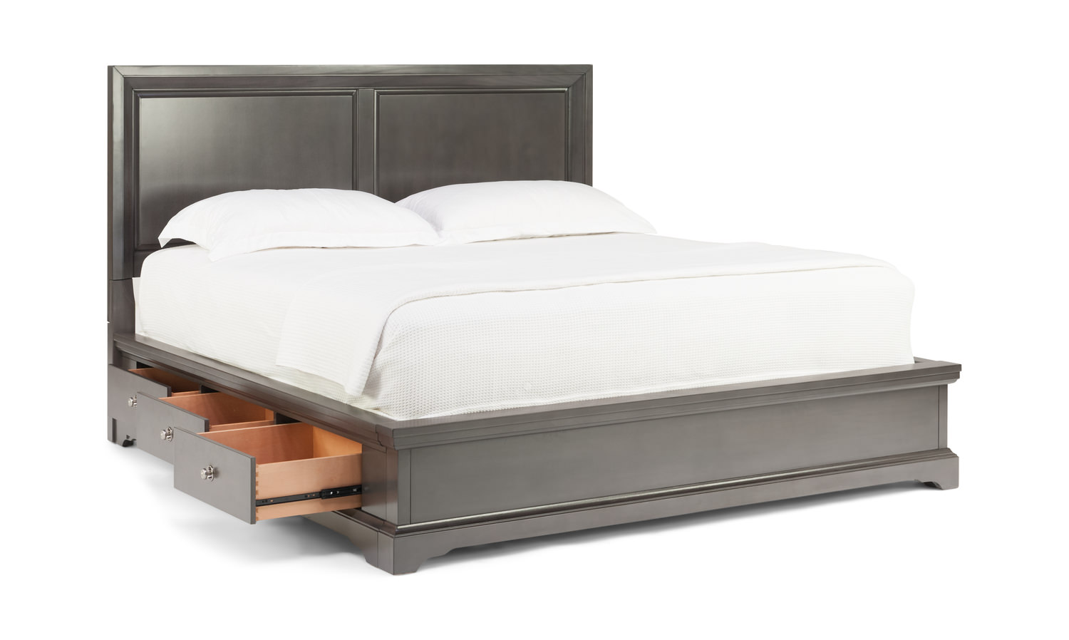 French Quarters King Bed With 1 Underbed Storage Unit - Grey